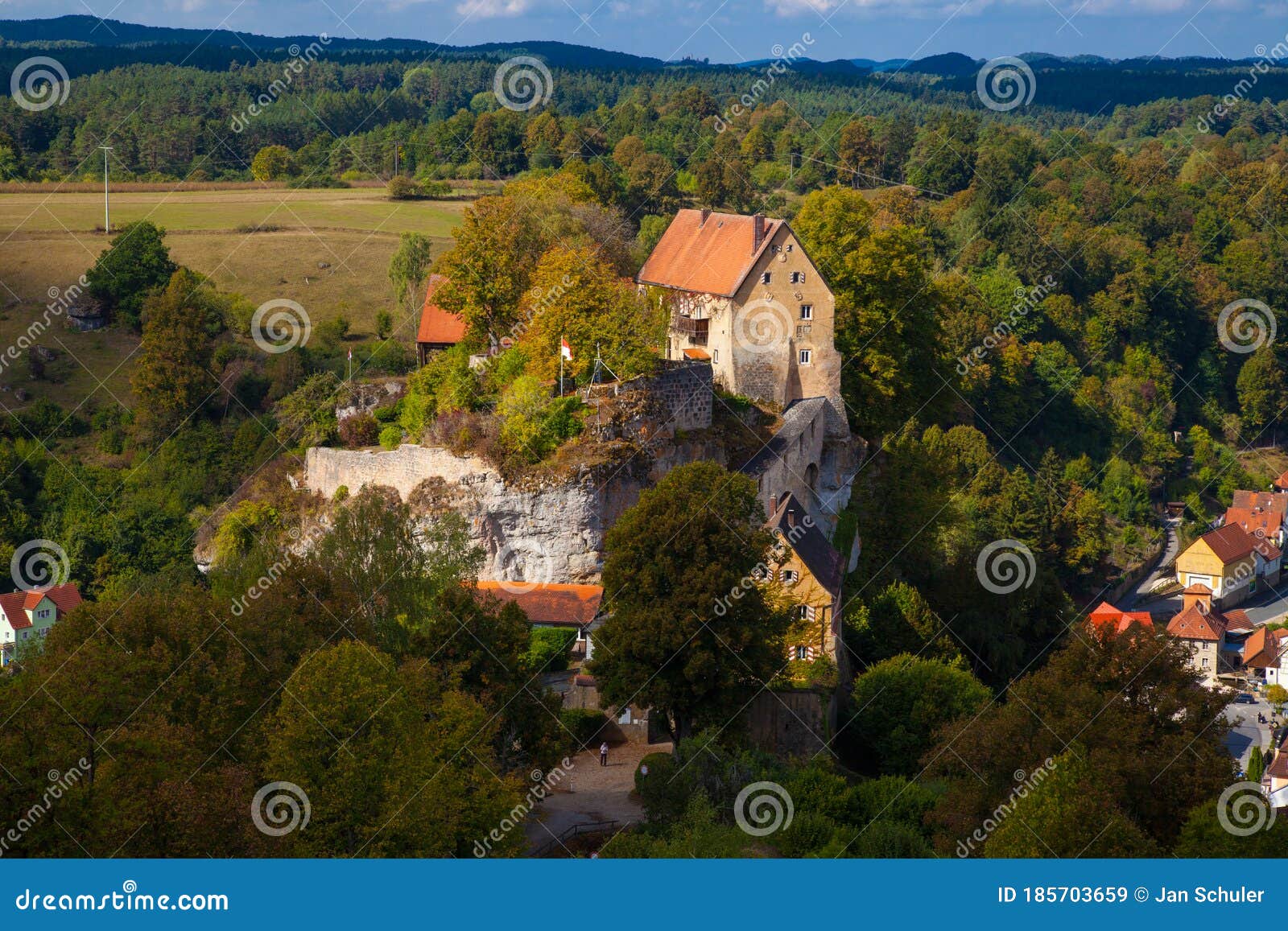 Castle in Pottenstein, Bavaria Stock Image - Image of city, panoramic ...