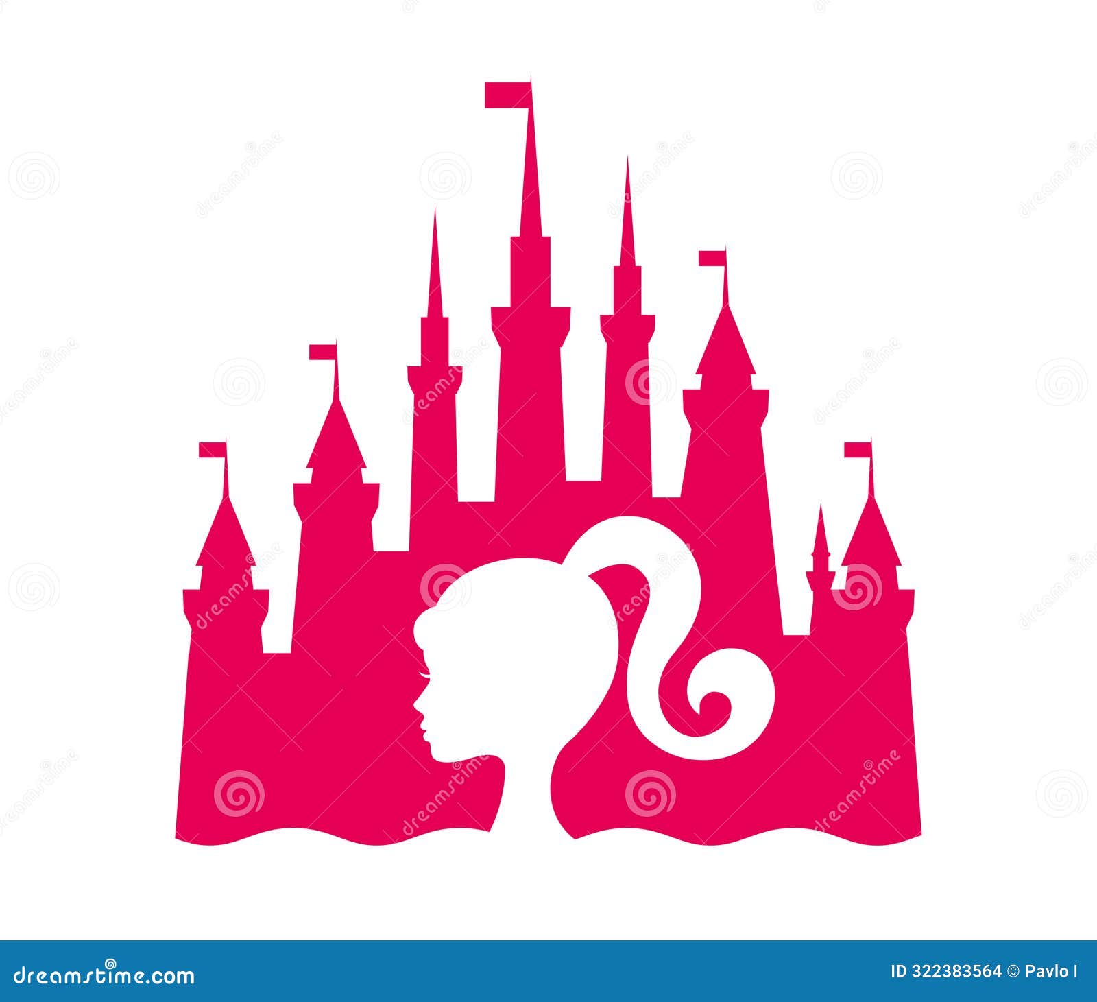 Castle with Princess Face Silhouette Logo, Castle Icon Stock Vector ...