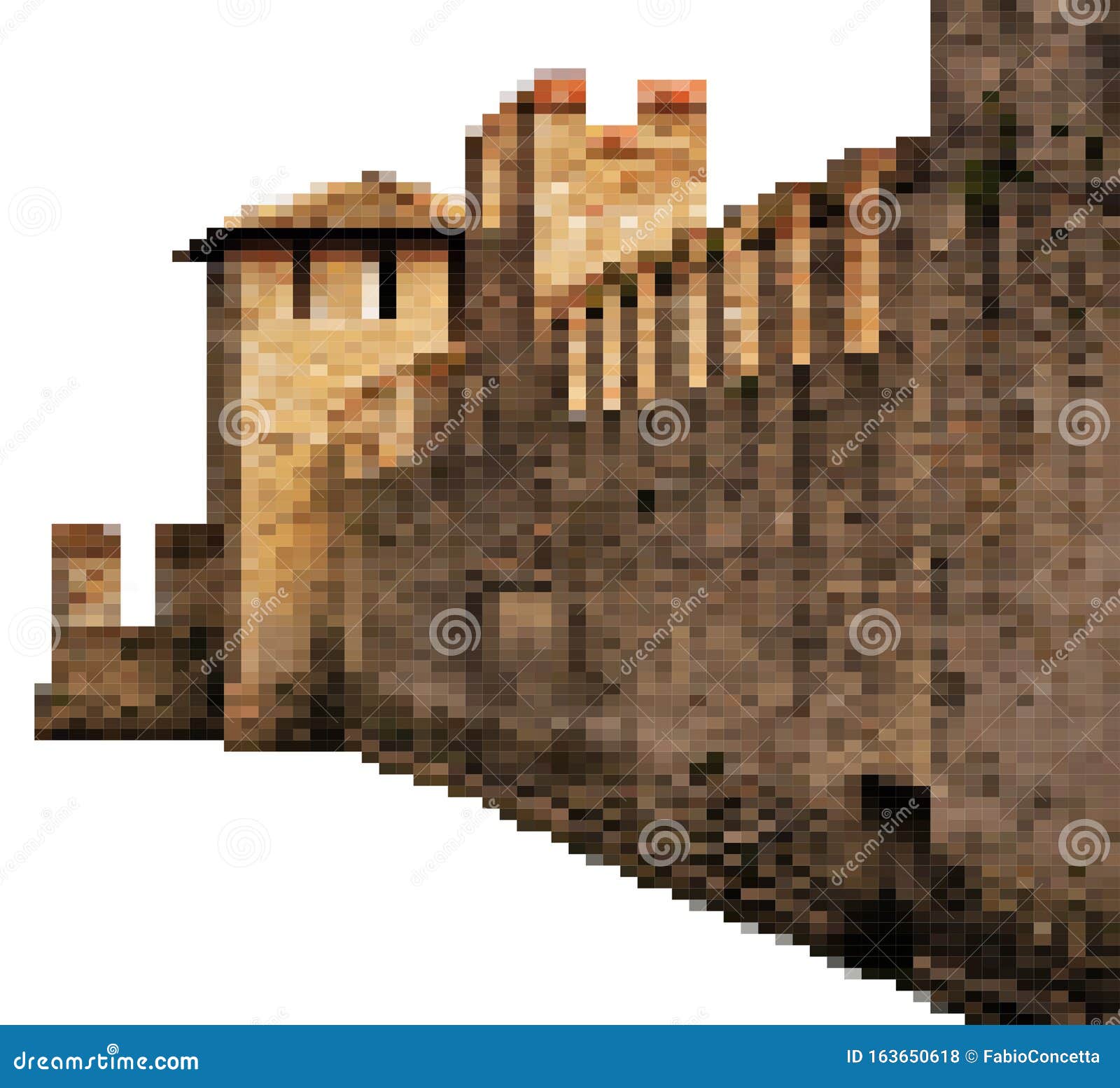 Isometric 3D Castle in Pixel Art Style Stock Illustration ...