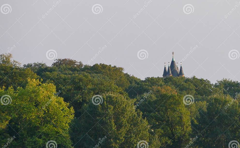 Castle Rooftop in the Forest Editorial Stock Image - Image of dusk ...