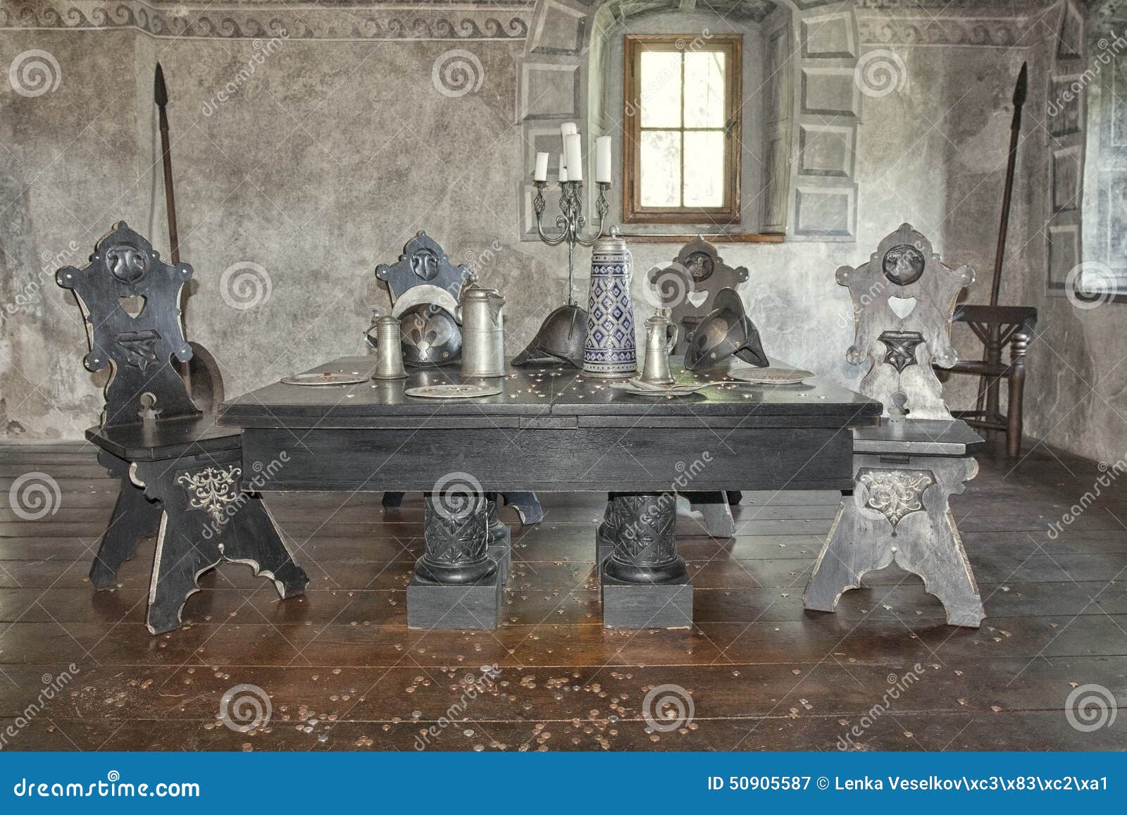 Castle room stock image. Image of dining, interior, chairs - 50905587
