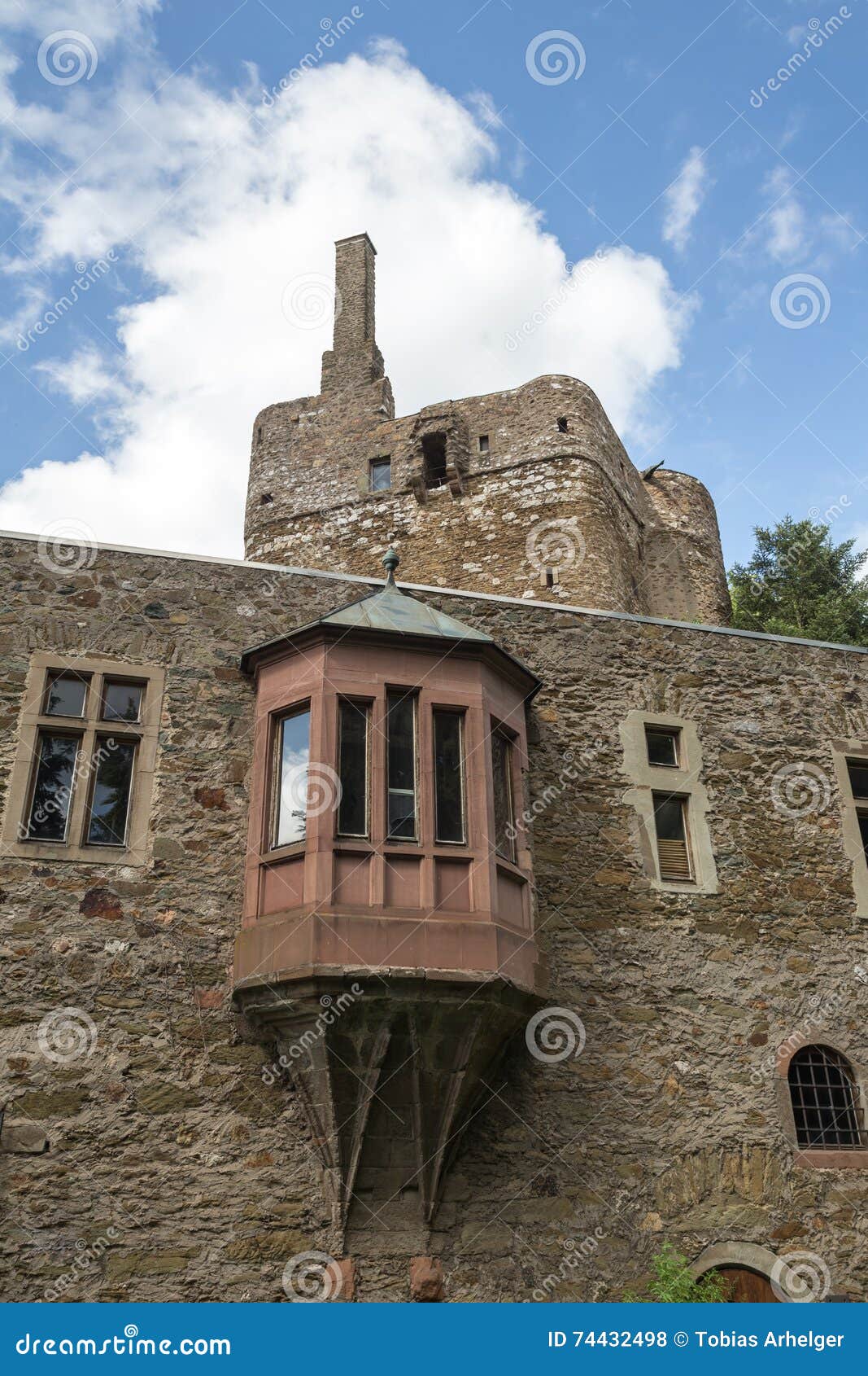 Castle Ruin Hermannstein Hessen Germany Stock Photo - Image of village ...