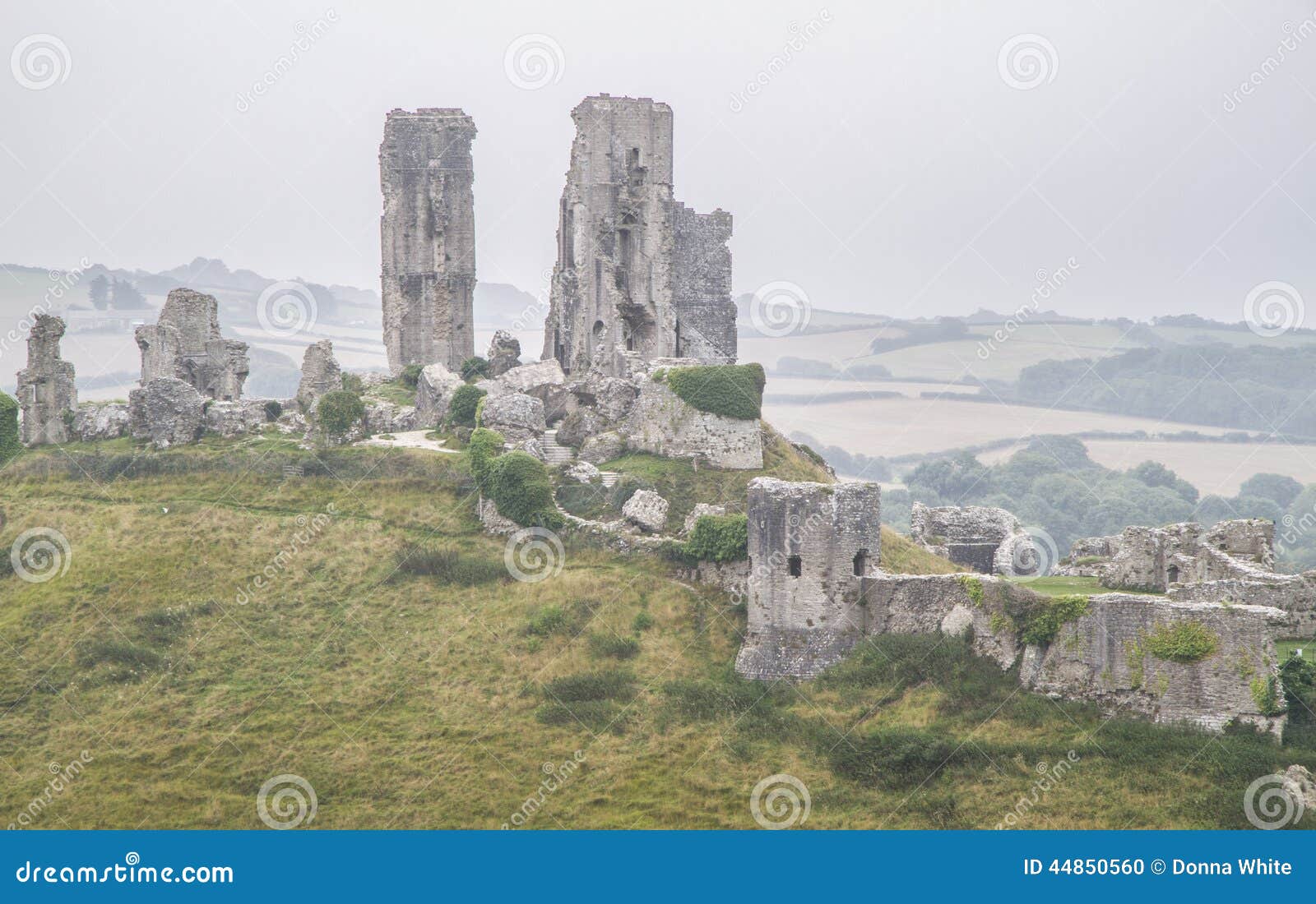 Castle Ruin on a Hill with Fields Stock Photo - Image of ruin, village ...