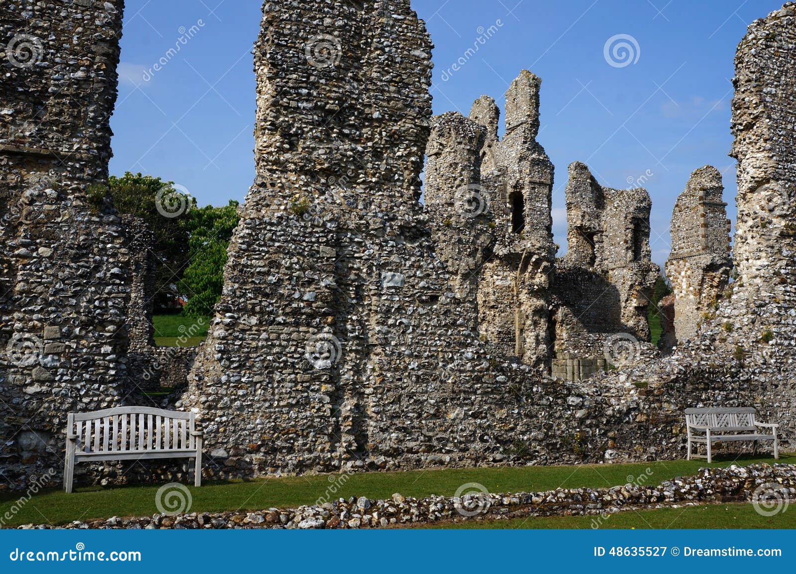 Castle Ruins stock image. Image of bench, rocky, wall - 48635527