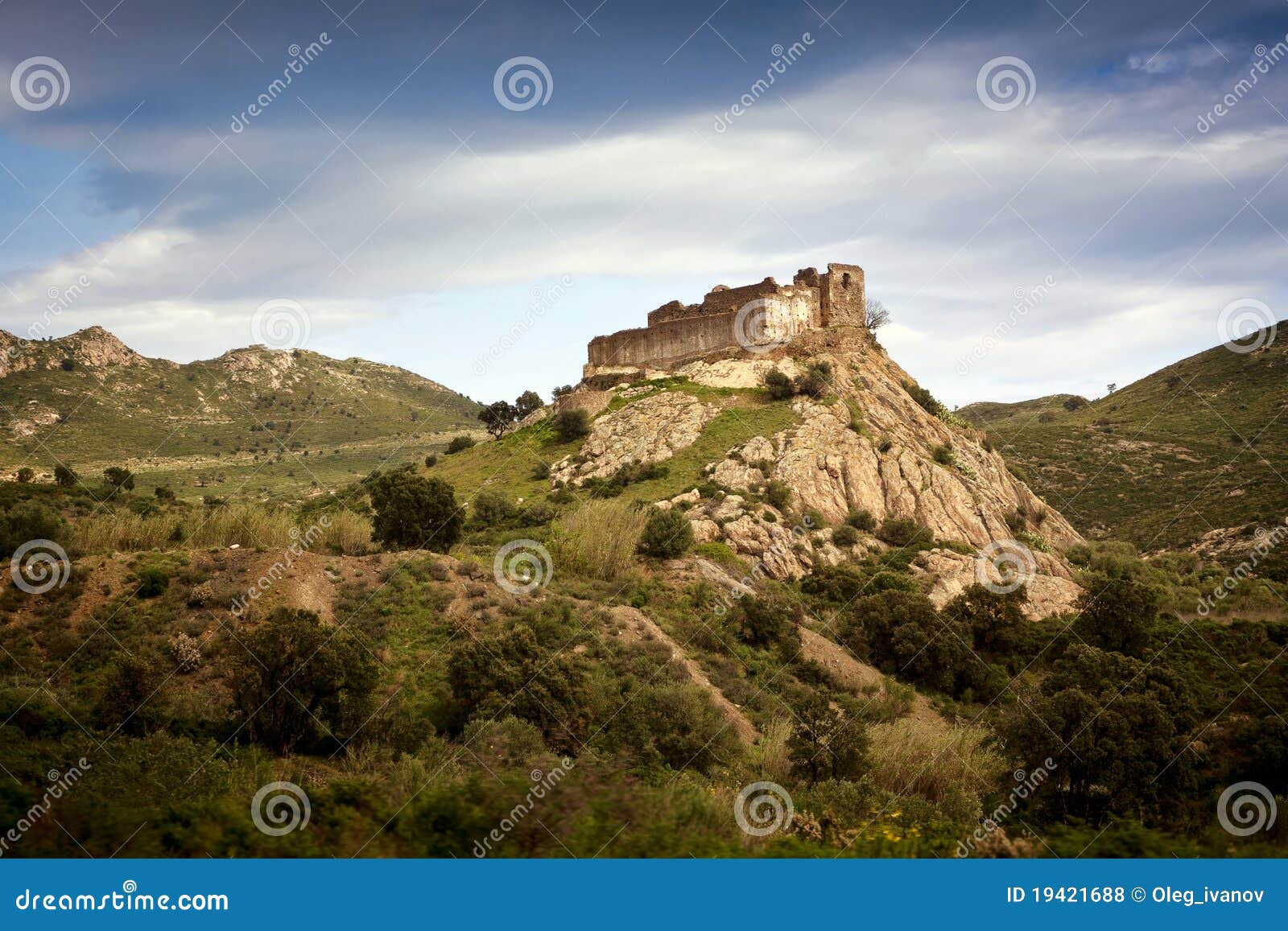 Castle ruins in Catalonia stock photo. Image of hill - 19421688