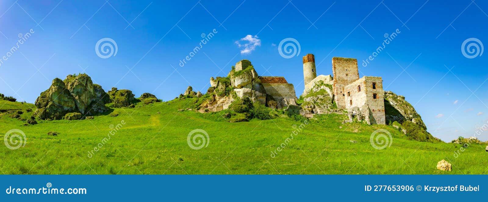 Castle Ruins on the Mountain in Olsztyn Stock Photo - Image of nature ...