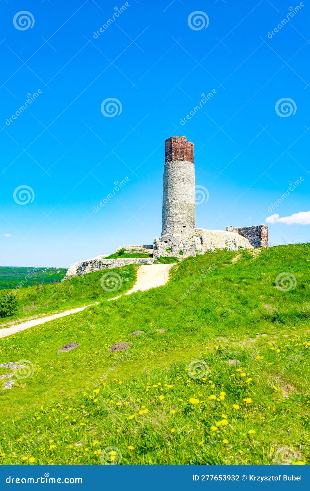 Castle Ruins on the Mountain in Olsztyn Stock Photo - Image of jurassic ...