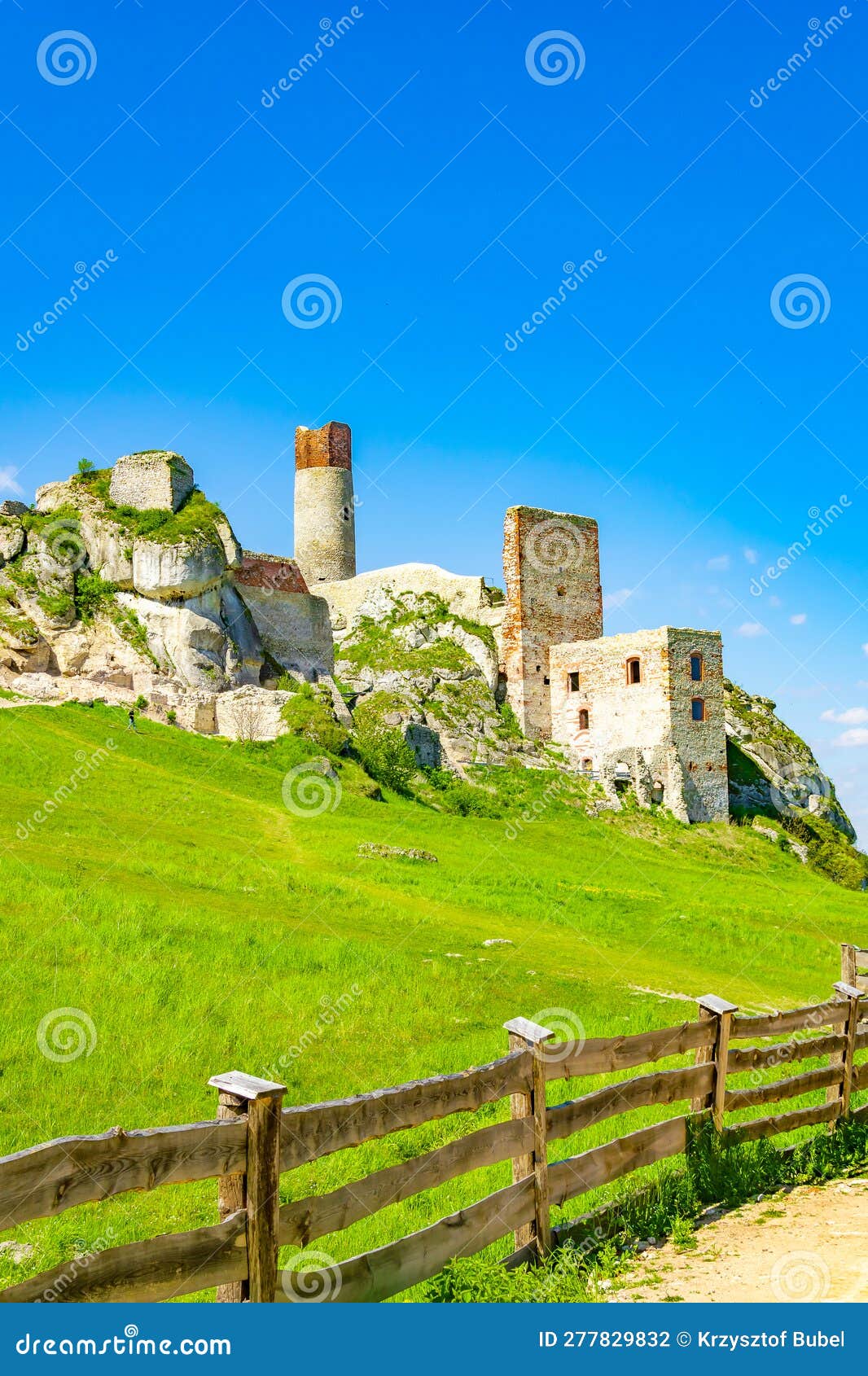Castle Ruins on the Mountain in Olsztyn Stock Photo - Image of poland ...