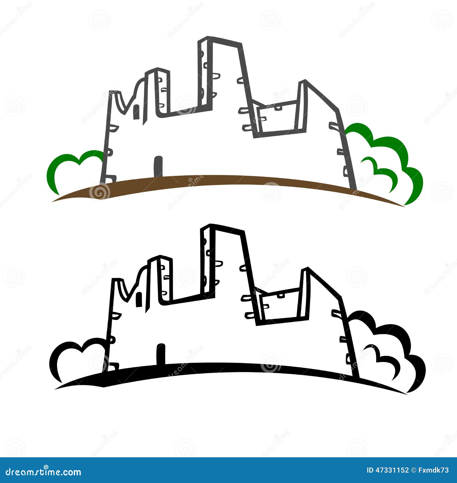 Castle Ruins Symbol Vector Illustration | CartoonDealer.com #47331152