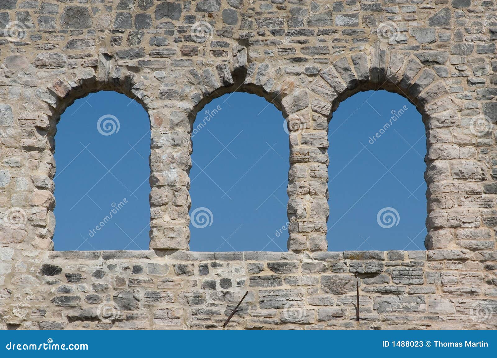 Castle Ruins with Three Windows Stock Image - Image of historic, blue ...