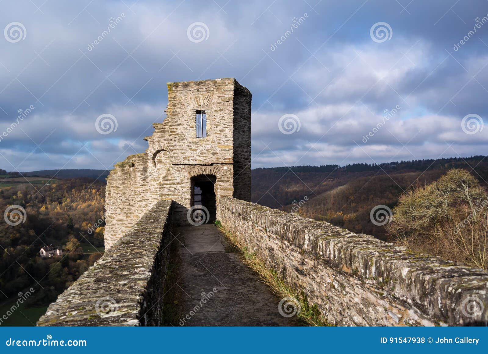 Castle Ruins in Winter stock photo. Image of walkway - 91547938