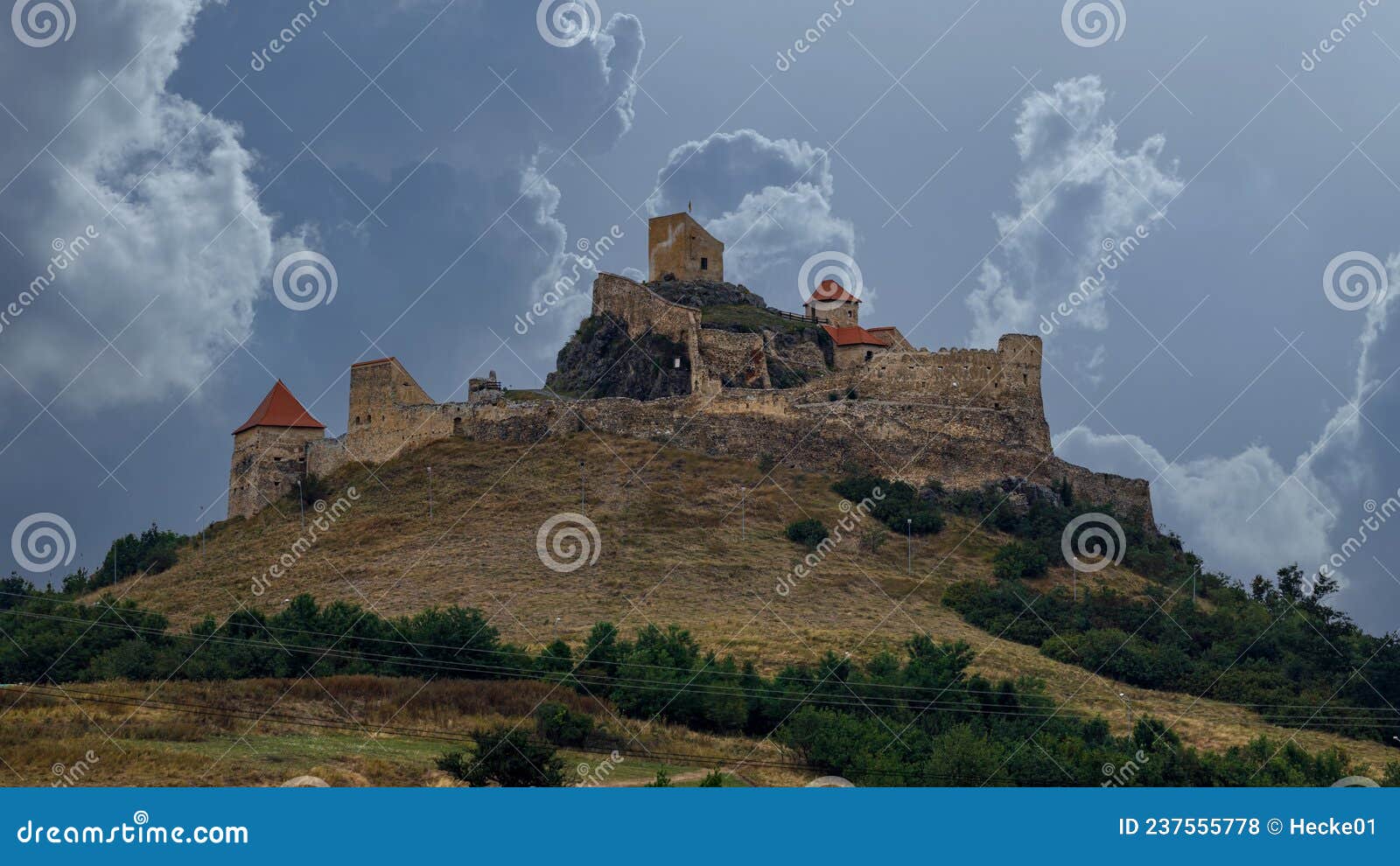 Castle of Rupea in Romania stock photo. Image of fortification - 237555778