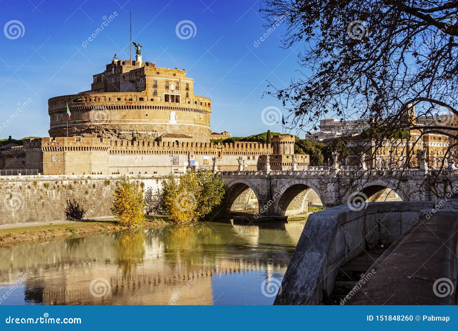 Castle of Saint Angel in Rome Stock Photo - Image of castel, angel ...