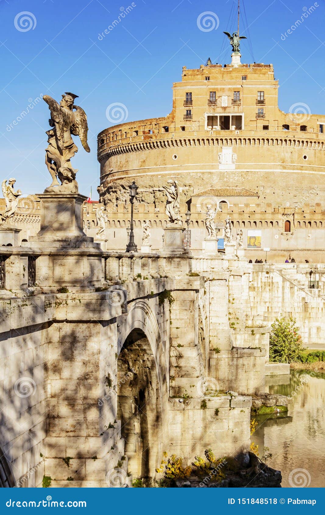 Castle of Saint Angel in Rome Stock Photo - Image of river, bridge ...