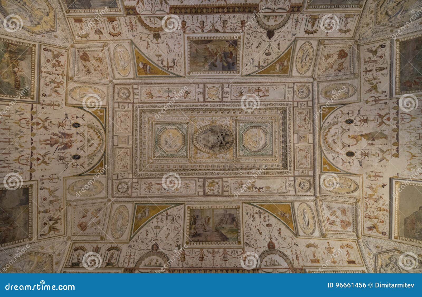 Castle Saint Angelo. Interior. Overlooking the Ceiling. Rome Stock ...