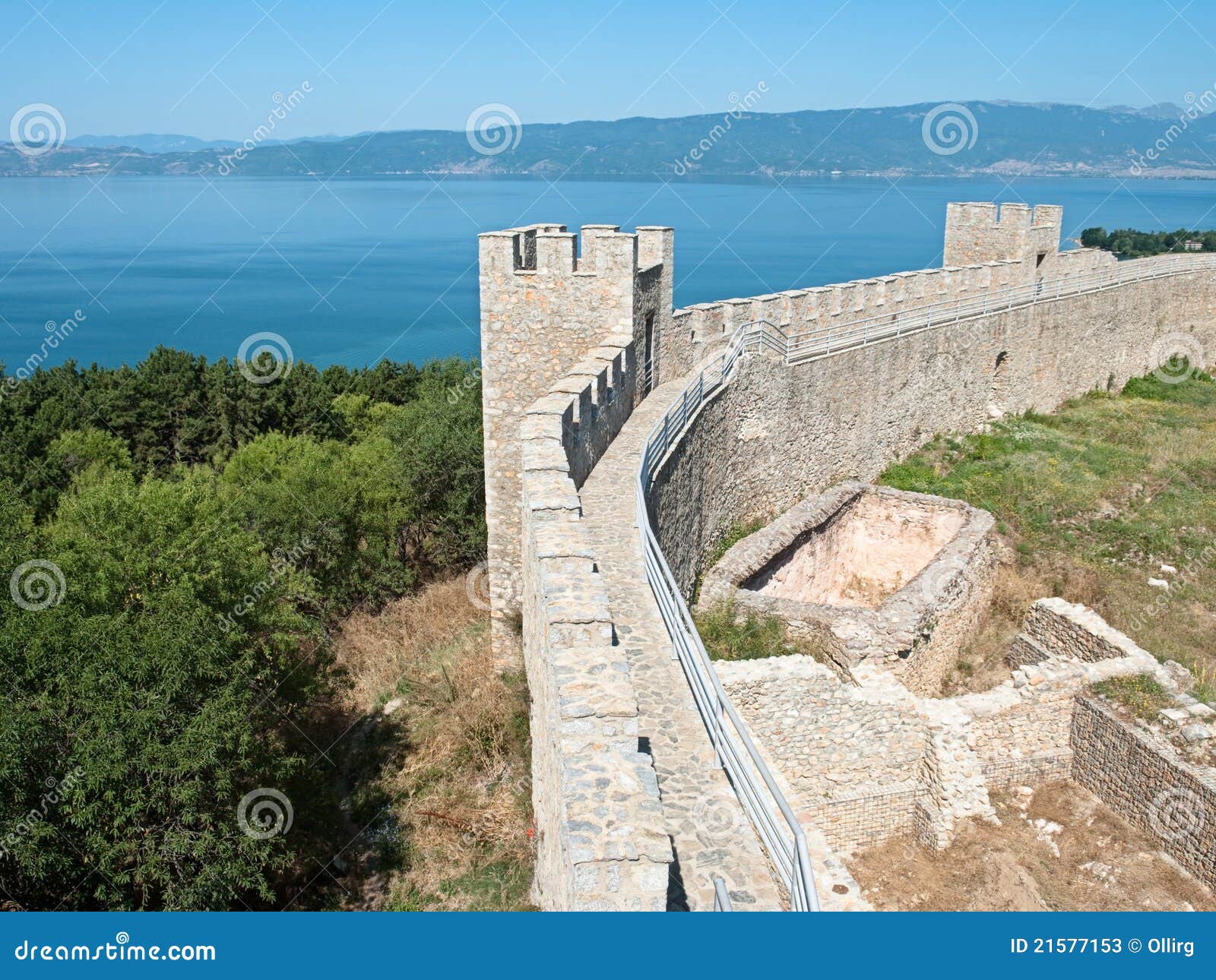 Castle Samuil and Lake Ohrid, Republic Macedonia Stock Image - Image of ...