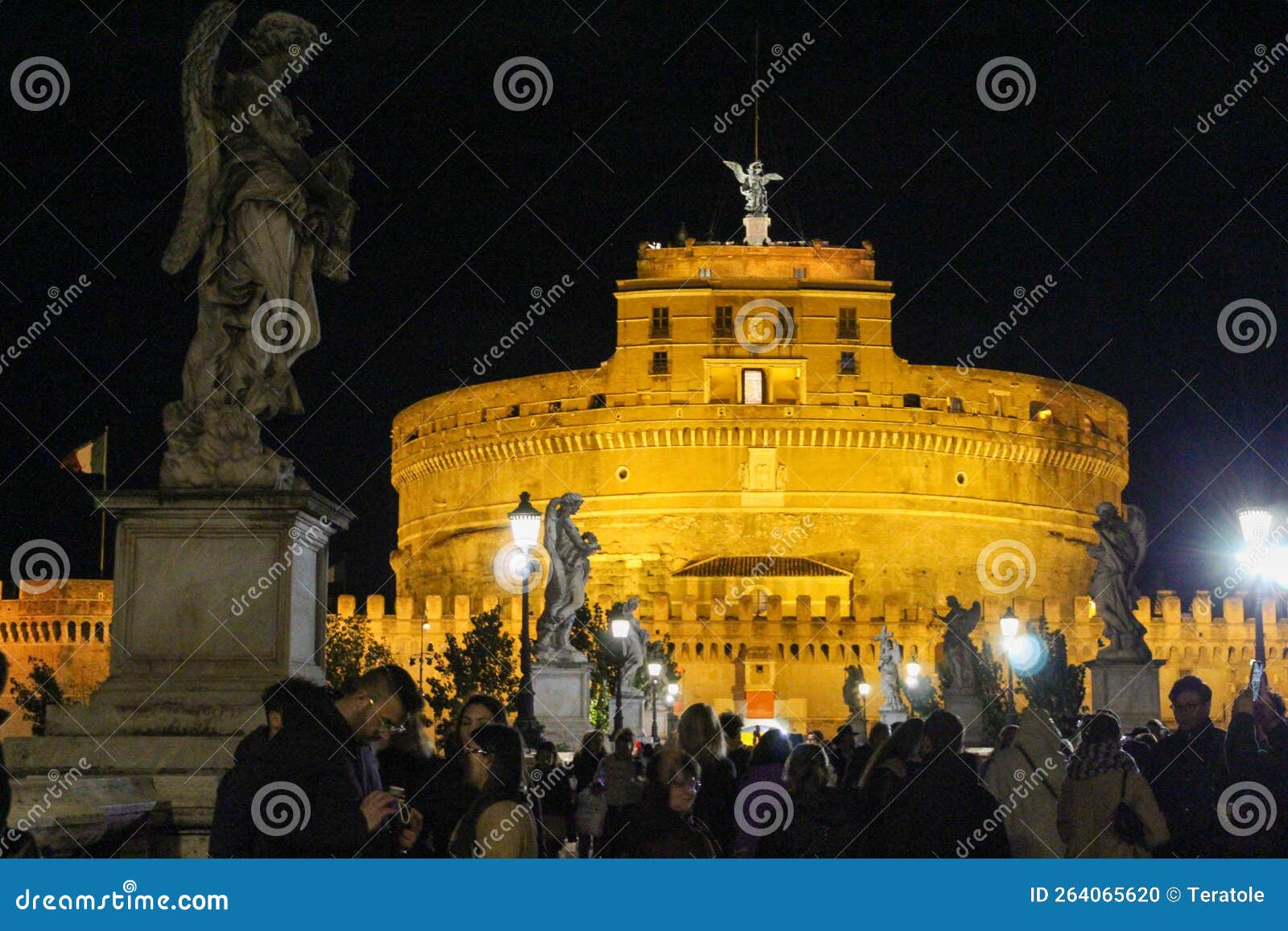 Castle of San Angelo, in Rome, Illuminated at Night Editorial Image ...