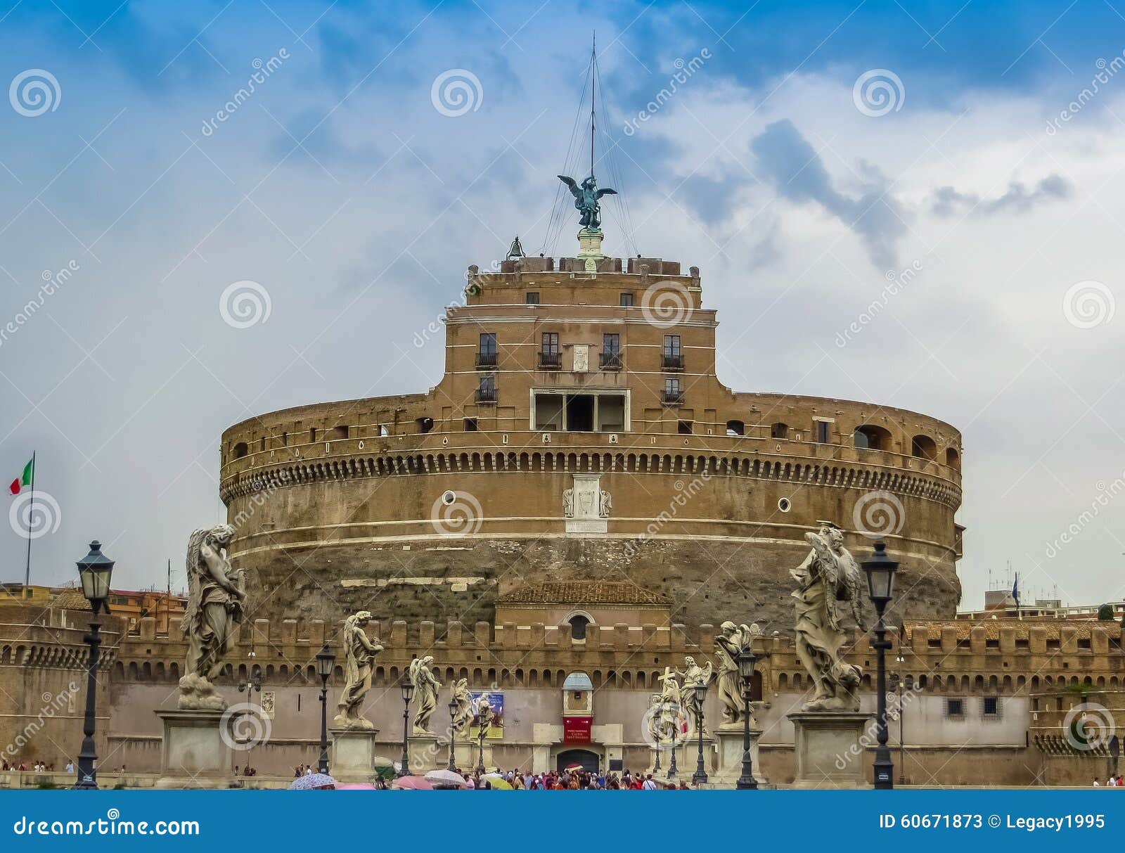 Castle Sant Angelo and the Bridge of Angels - Rome, Italy Stock Image ...