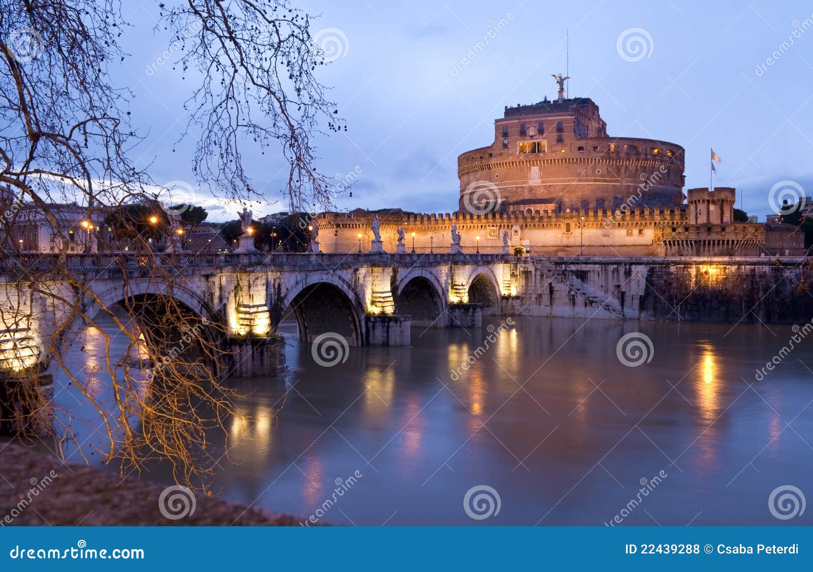 Castle of Sant Angelo at Night Stock Photo - Image of classic, blue ...