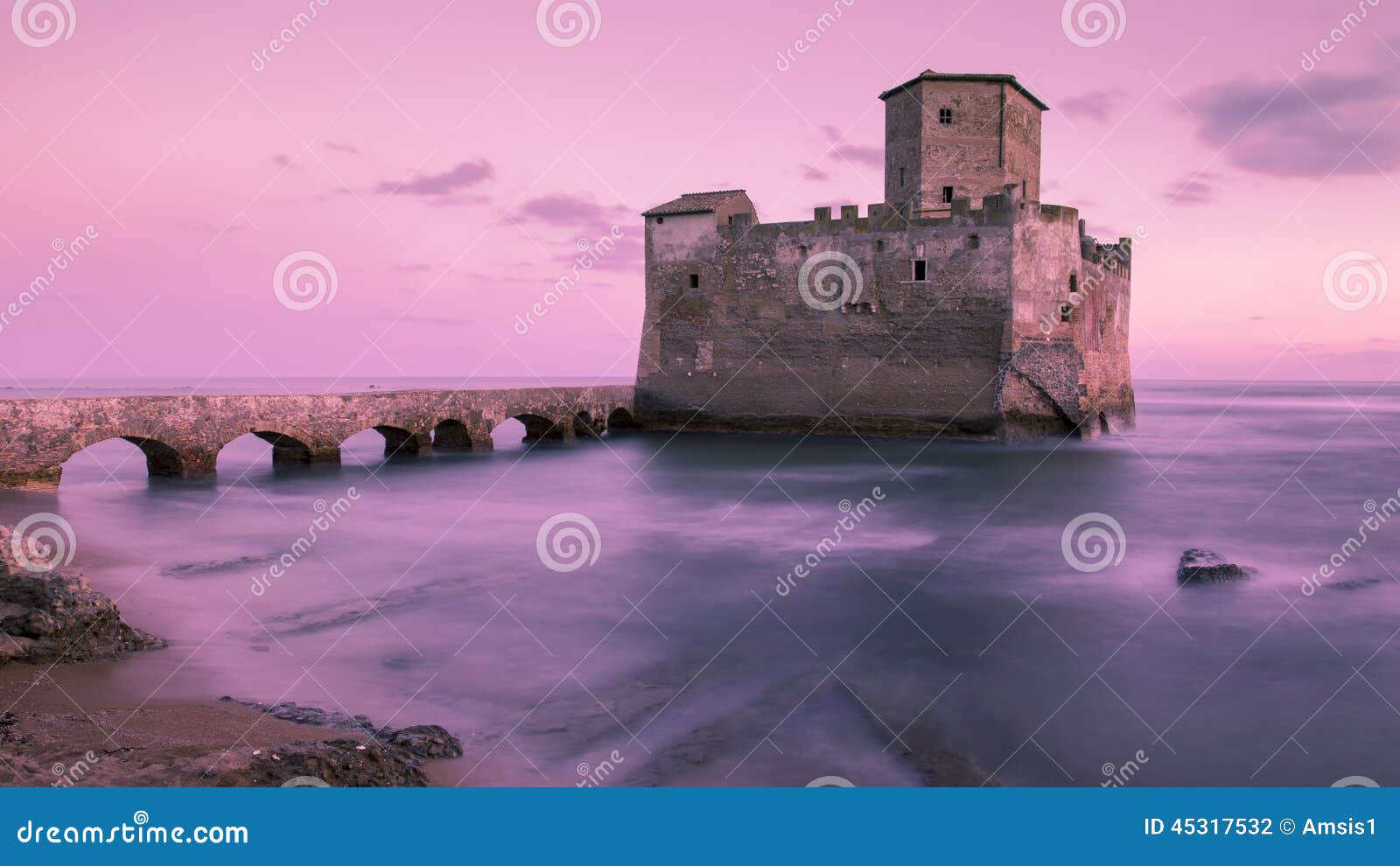 Castle on the sea stock photo. Image of landscape, faded - 45317532