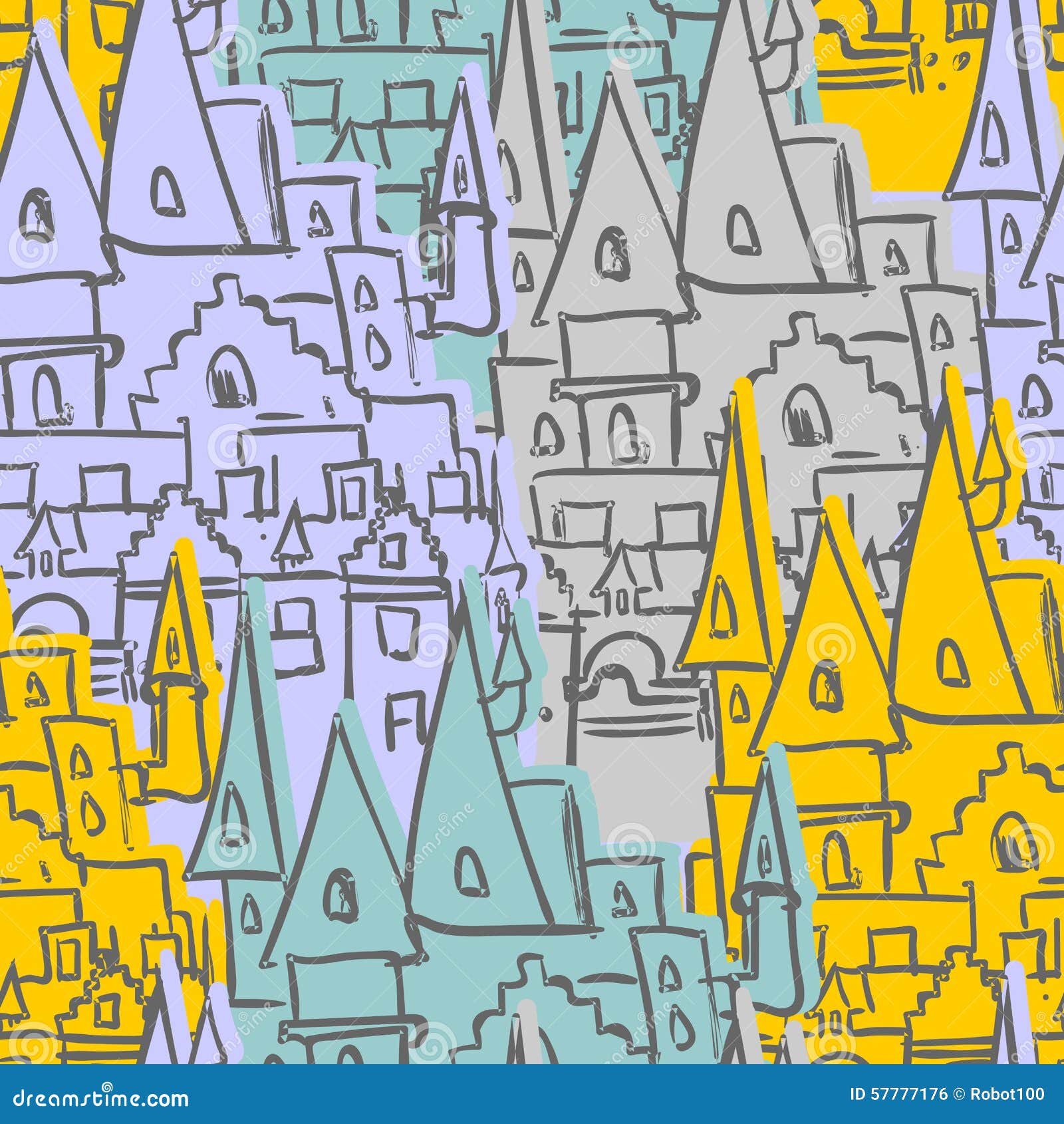 Castle Seamless Pattern. Sketch of Old Royal Castle. Vector Bac Stock ...