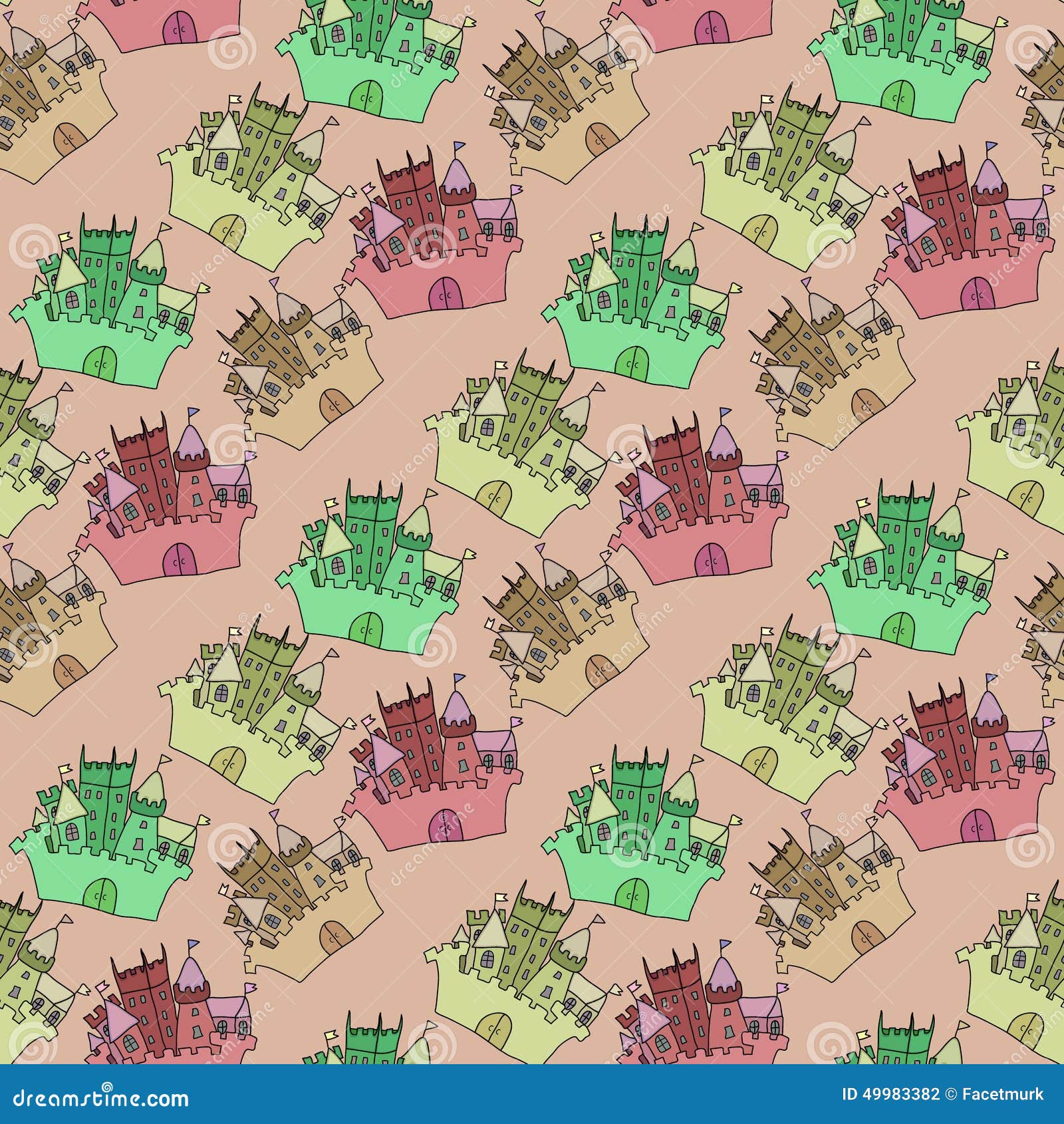 Castle Seamless Vector Pattern Stock Vector - Illustration of graphic ...