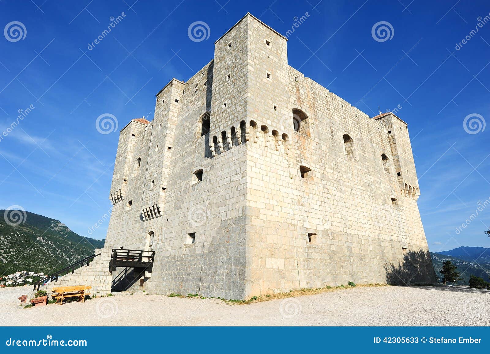 The castle of Senj stock image. Image of hills, ocean - 42305633