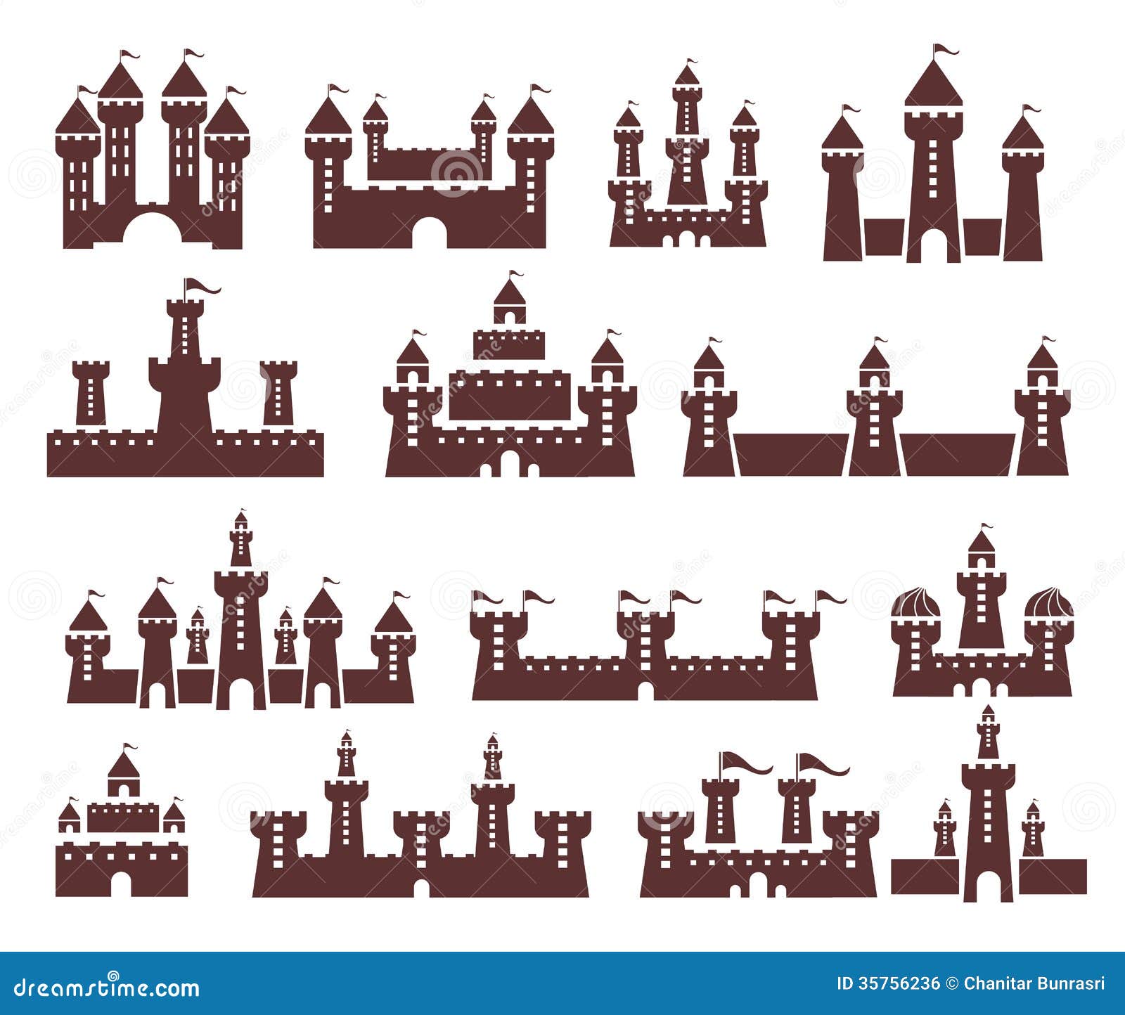 Castle set stock vector. Illustration of design, kingdom - 35756236