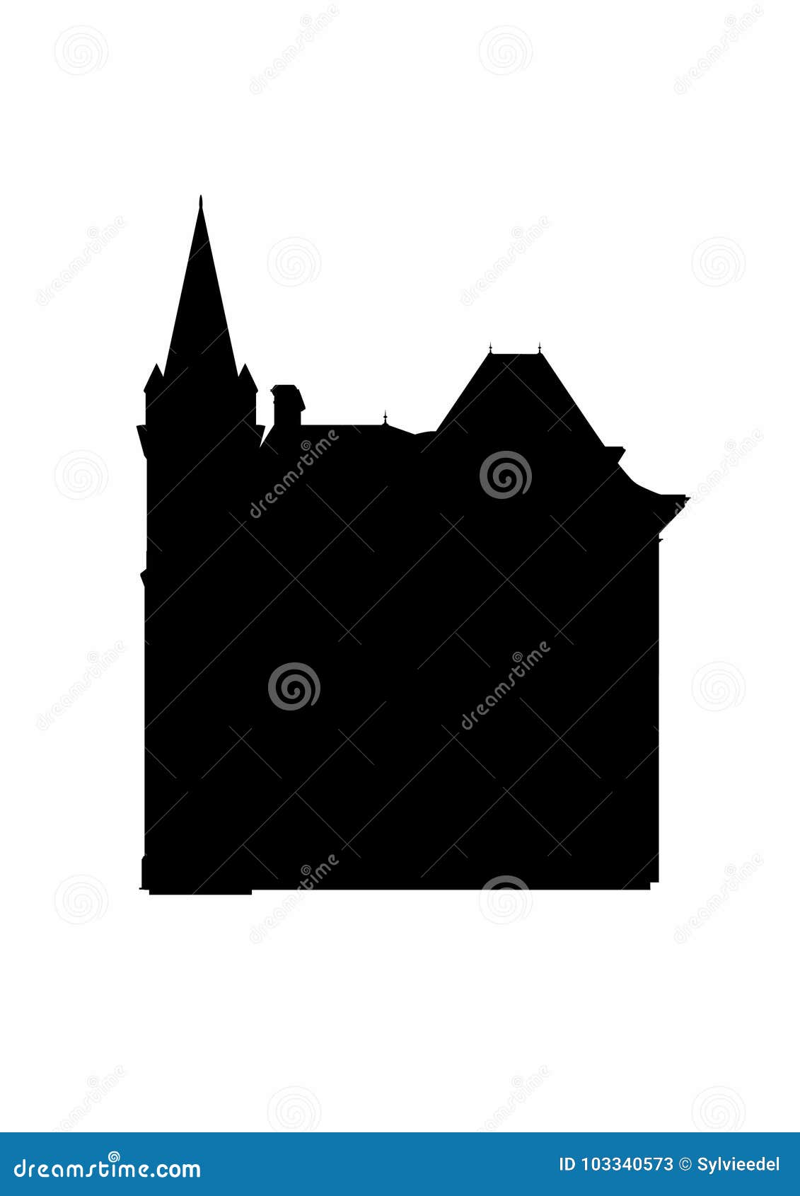 Castle shadow with a tower stock vector. Illustration of vintage ...