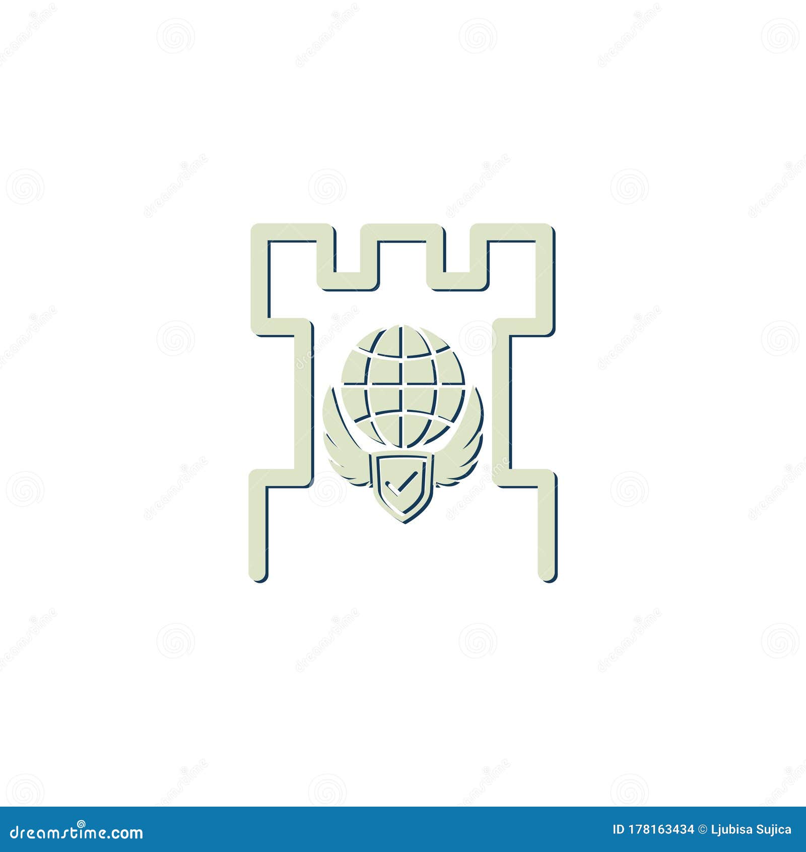 Castle Shield Wings Logo Icon Illustration Design Stock Illustration ...
