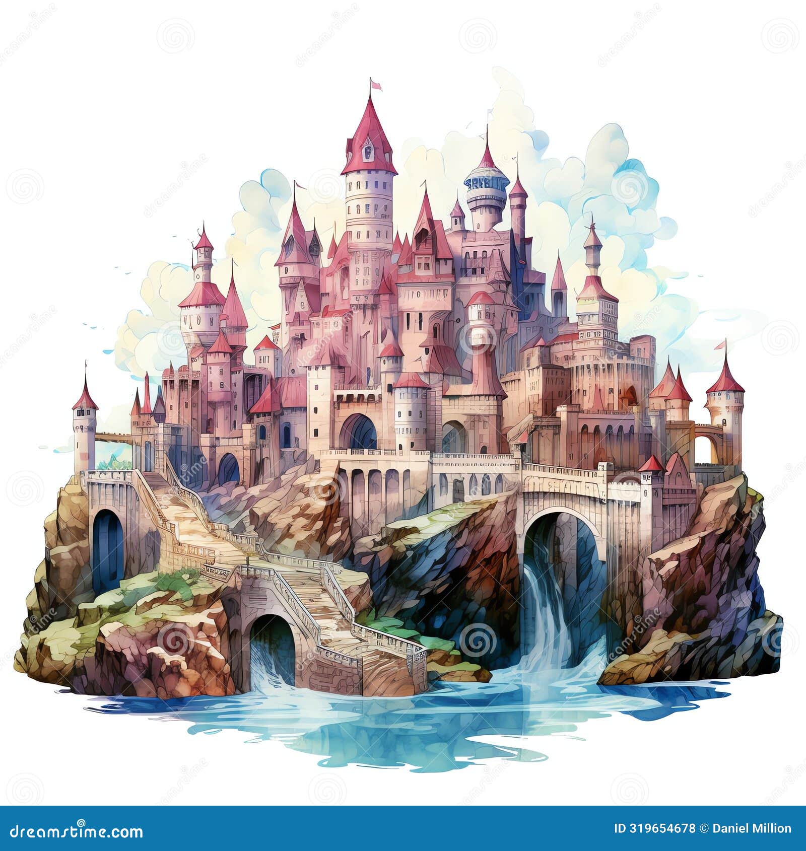 Castle Siege With Flames Erupting From Turrets Royalty-Free Stock ...