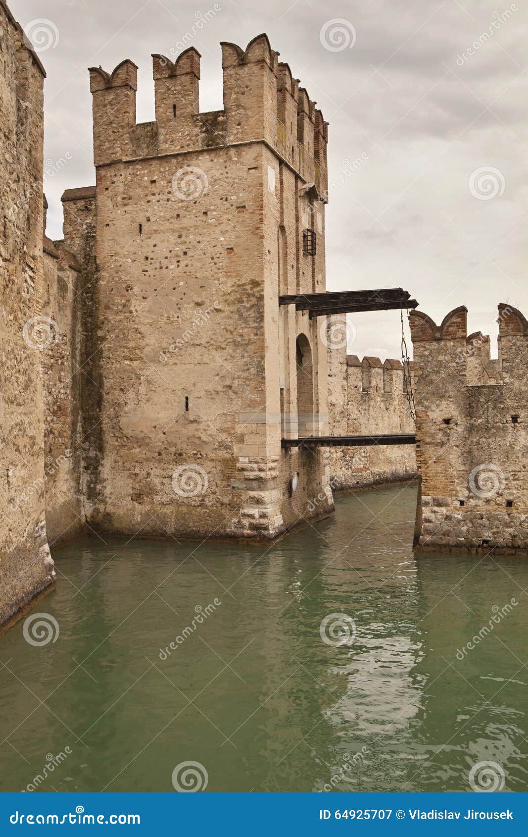 Castle in Sirmione, with Its Moat,Italy Stock Image - Image of europe ...