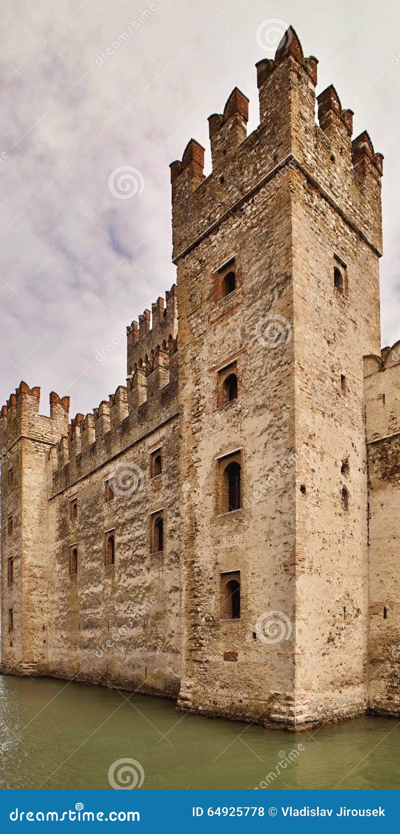 Castle in Sirmione, with Its Moat,Italy Stock Photo - Image of fortress ...