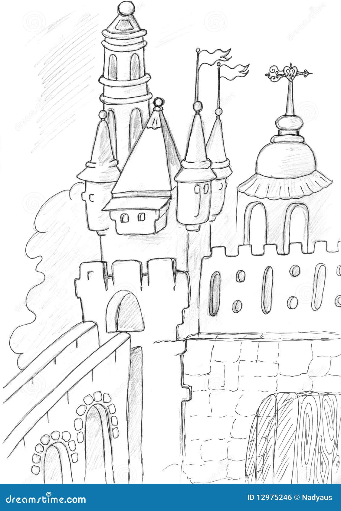 Castle sketch stock illustration. Illustration of pencil - 12975246