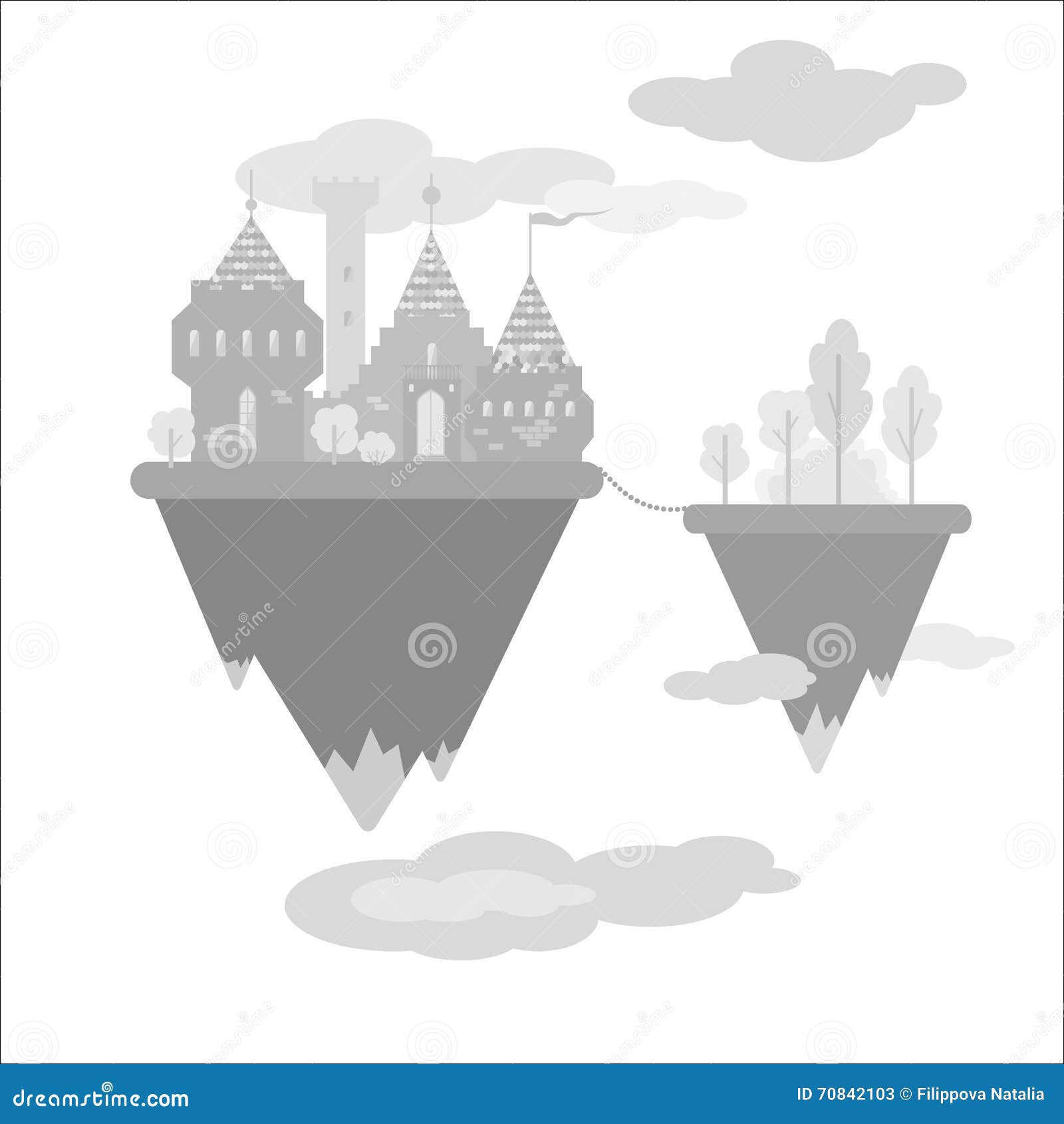 Castle in the sky stock vector. Illustration of tower - 70842103
