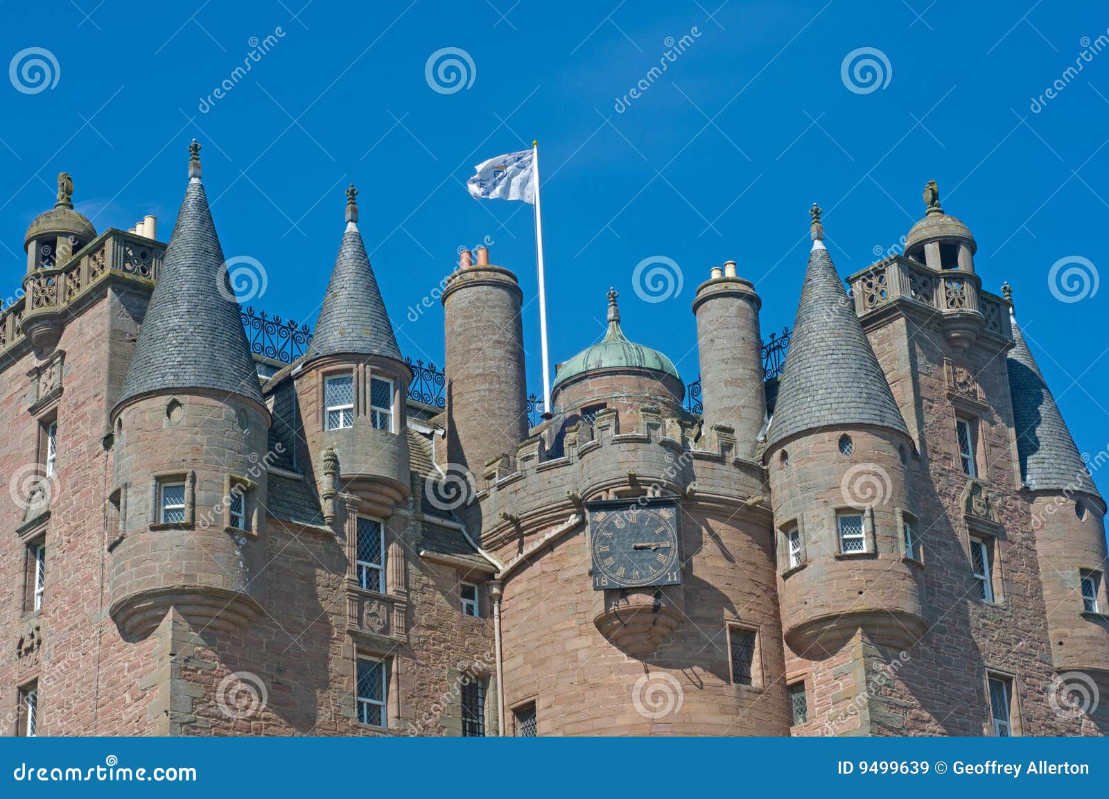 Castle spires and flag stock image. Image of stone, towers - 9499639