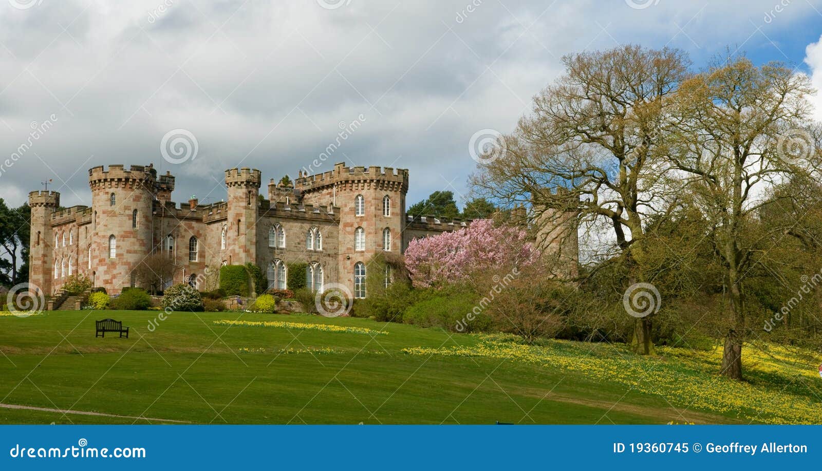 Castle in the spring stock image. Image of flowers, brick - 19360745