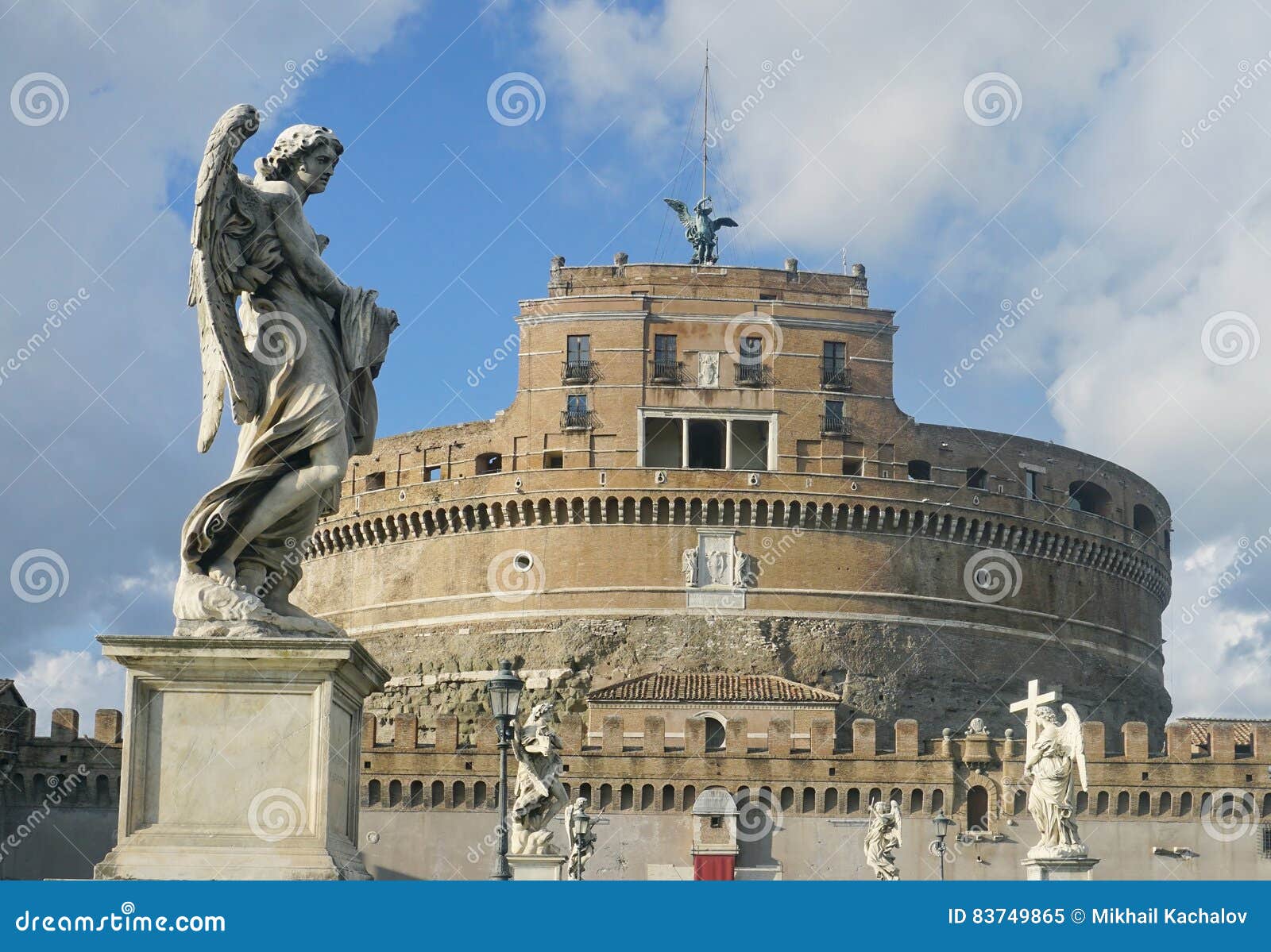 Castle of St. Angelo and Statues of Angels. Stock Image - Image of ...