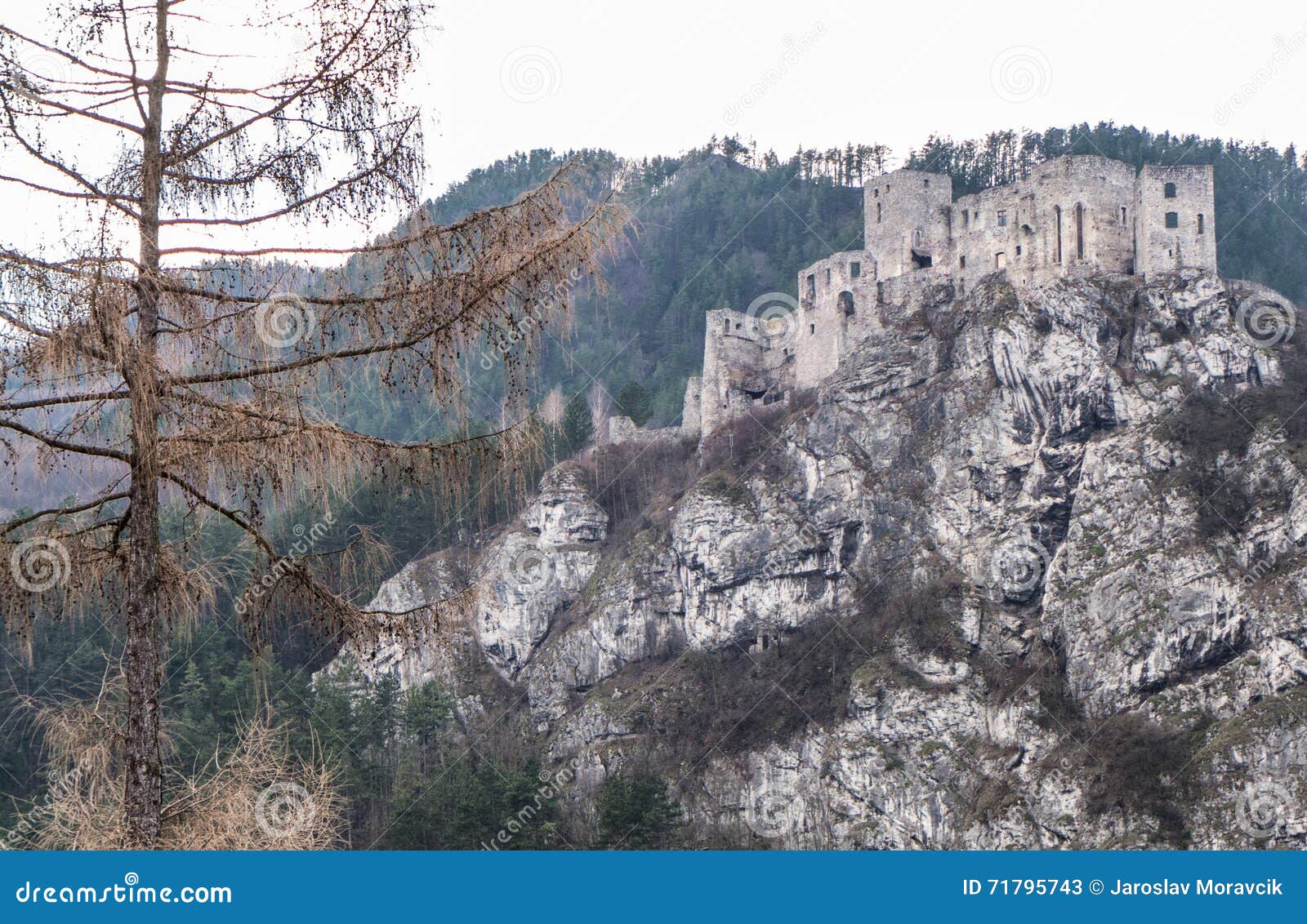 Castle STARY HRAD, Slovakia Stock Image - Image of winter, outcrop ...