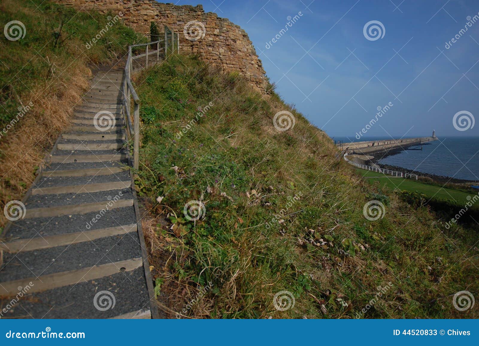 Castle steps at Tynemouth stock image. Image of priory - 44520833