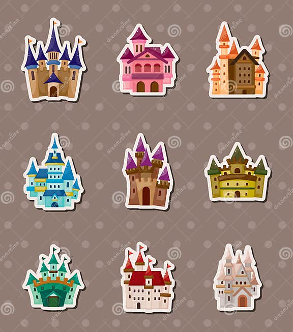 Castle stickers stock vector. Illustration of cute, flag - 25322491