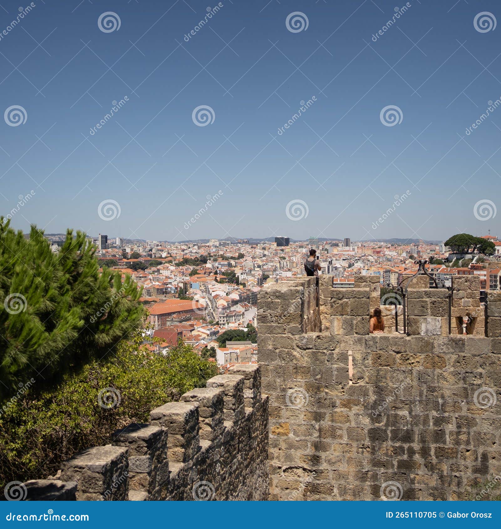 Castle with a Stone Wall Overlooking a Town Editorial Image - Image of ...