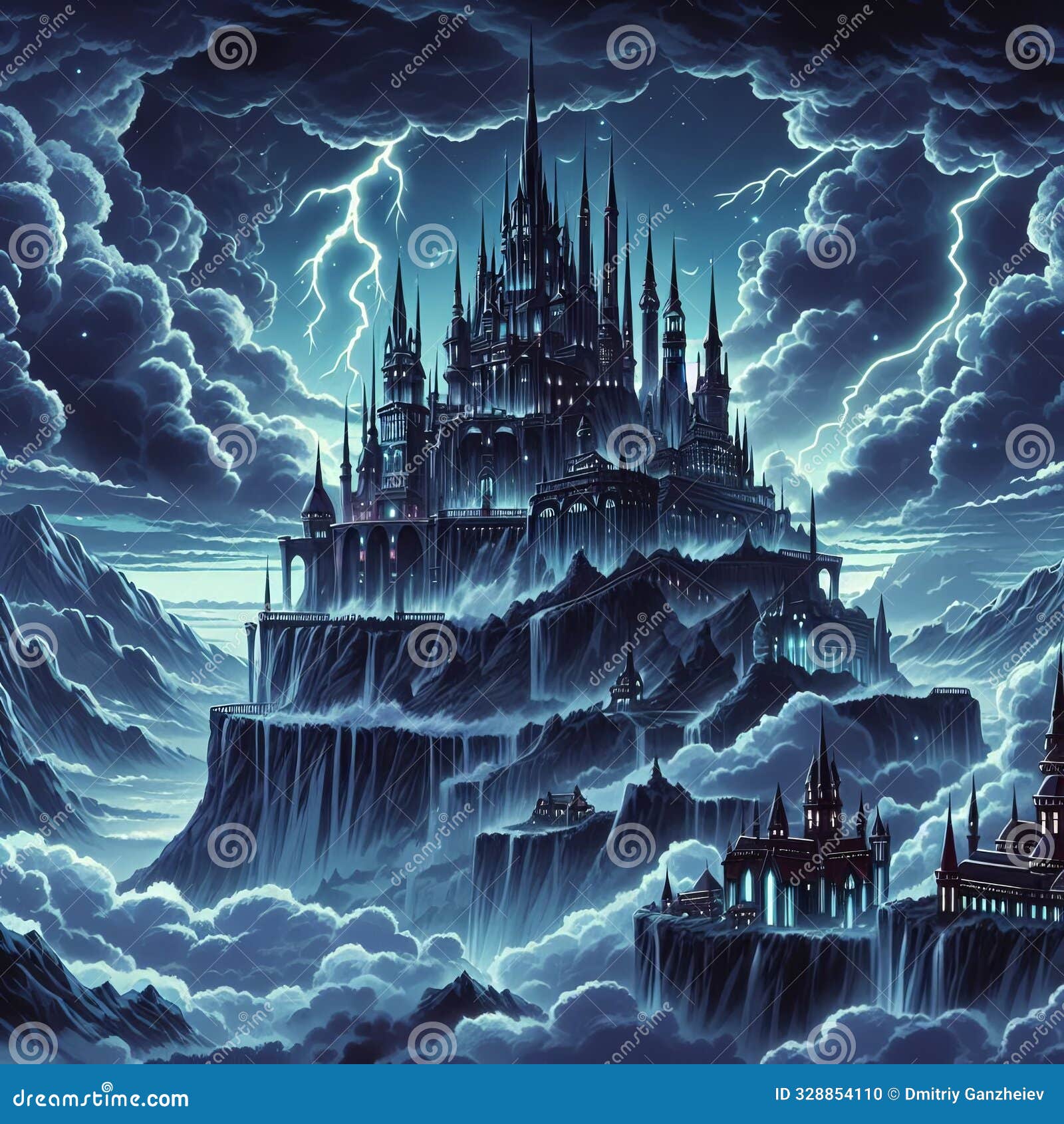 Castle of Storm Shadows stock illustration. Illustration of tempest ...