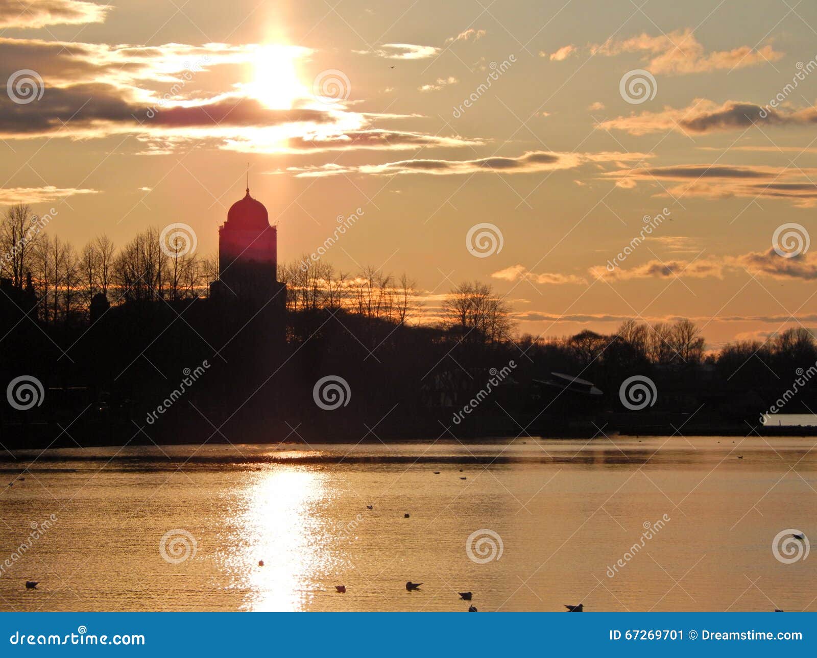 Castle in the sunset stock image. Image of shore, water - 67269701