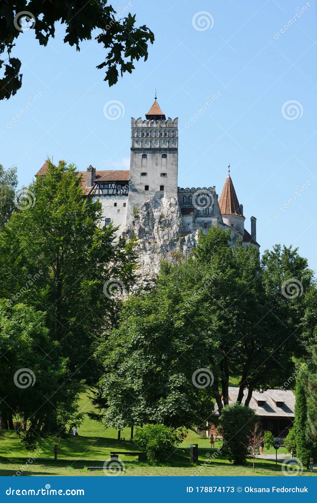 A Castle Surrounded by Trees with Bran Castle in the Background ...