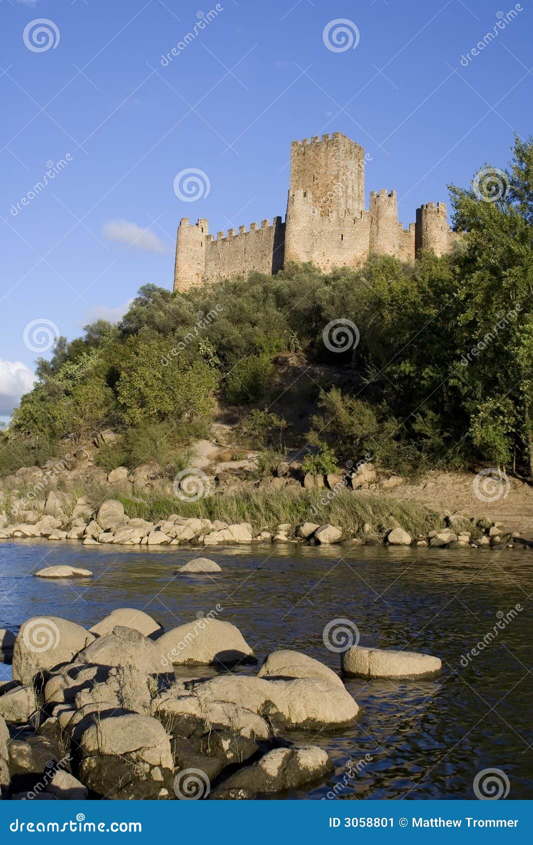Castle on the Tagus River stock image. Image of hill, portugal - 3058801