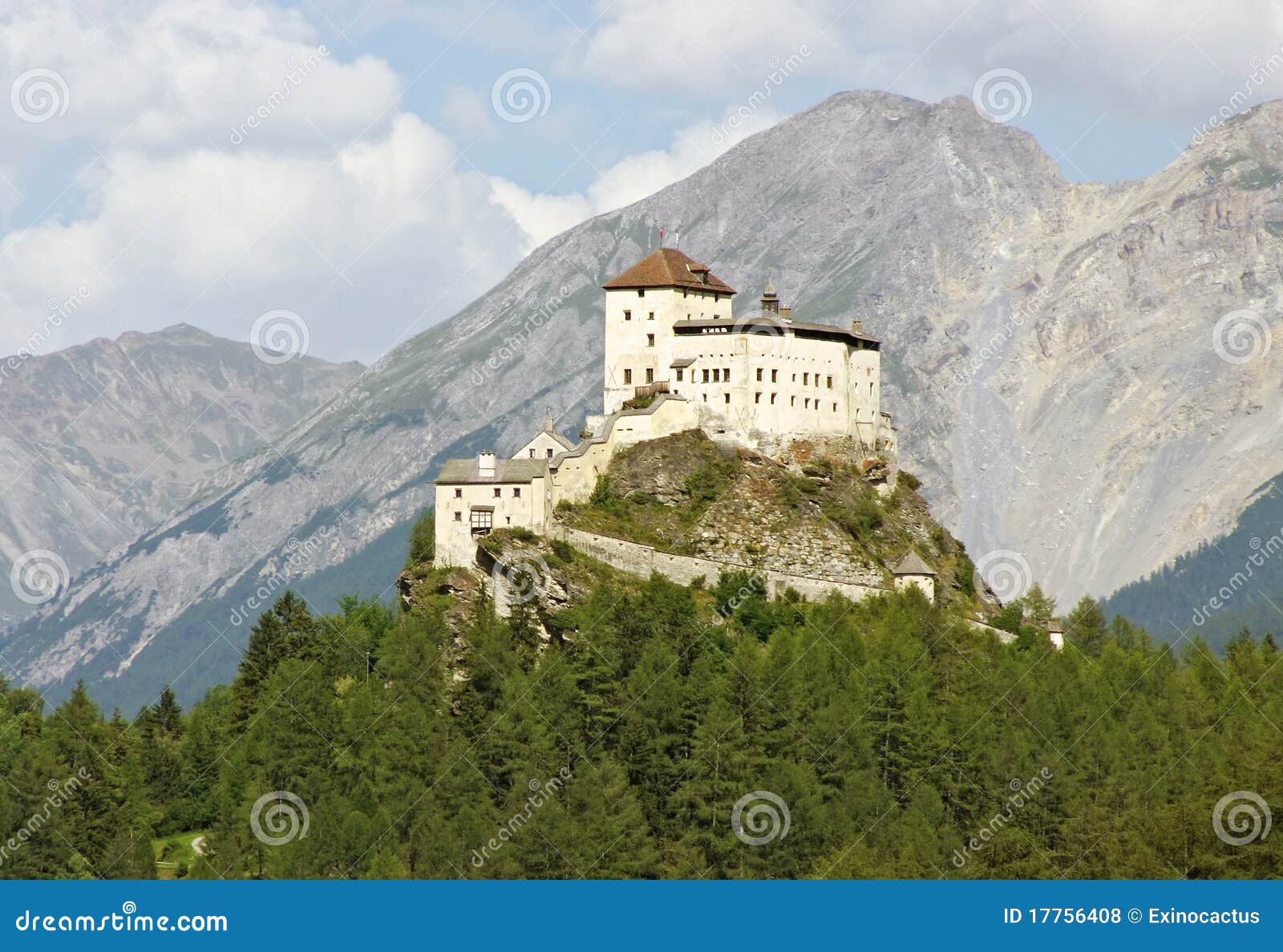 The Castle Tarasp in the Swiss Alps. Stock Photo - Image of summer ...