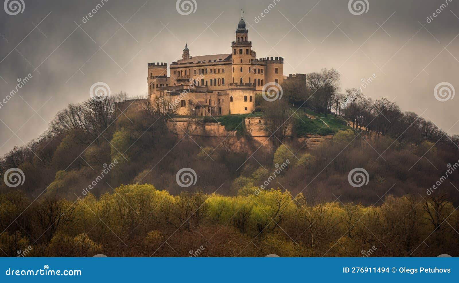 A Castle on Top of a Hill Surrounded by Trees and a Forest on the Other ...