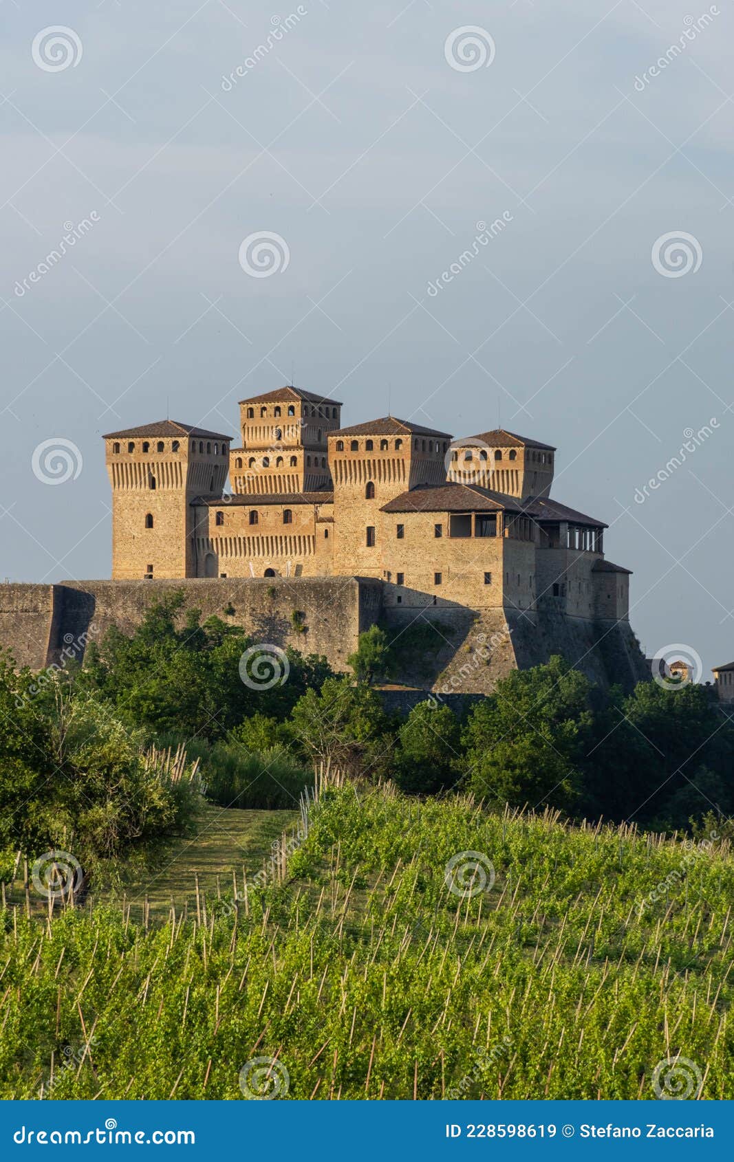 Castle of Torrechiara stock image. Image of monument - 228598619