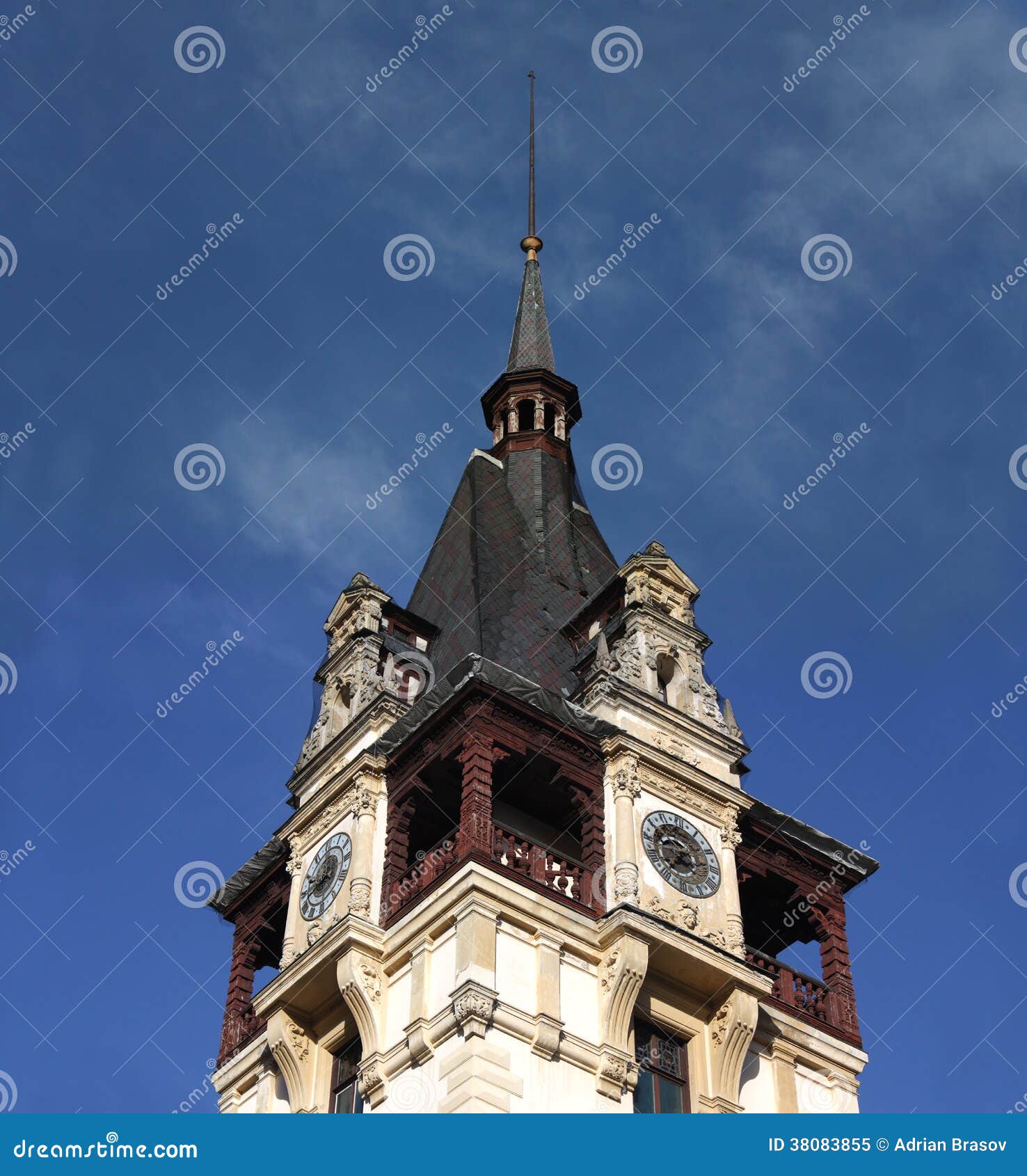 Castle tower with clock stock image. Image of history - 38083855
